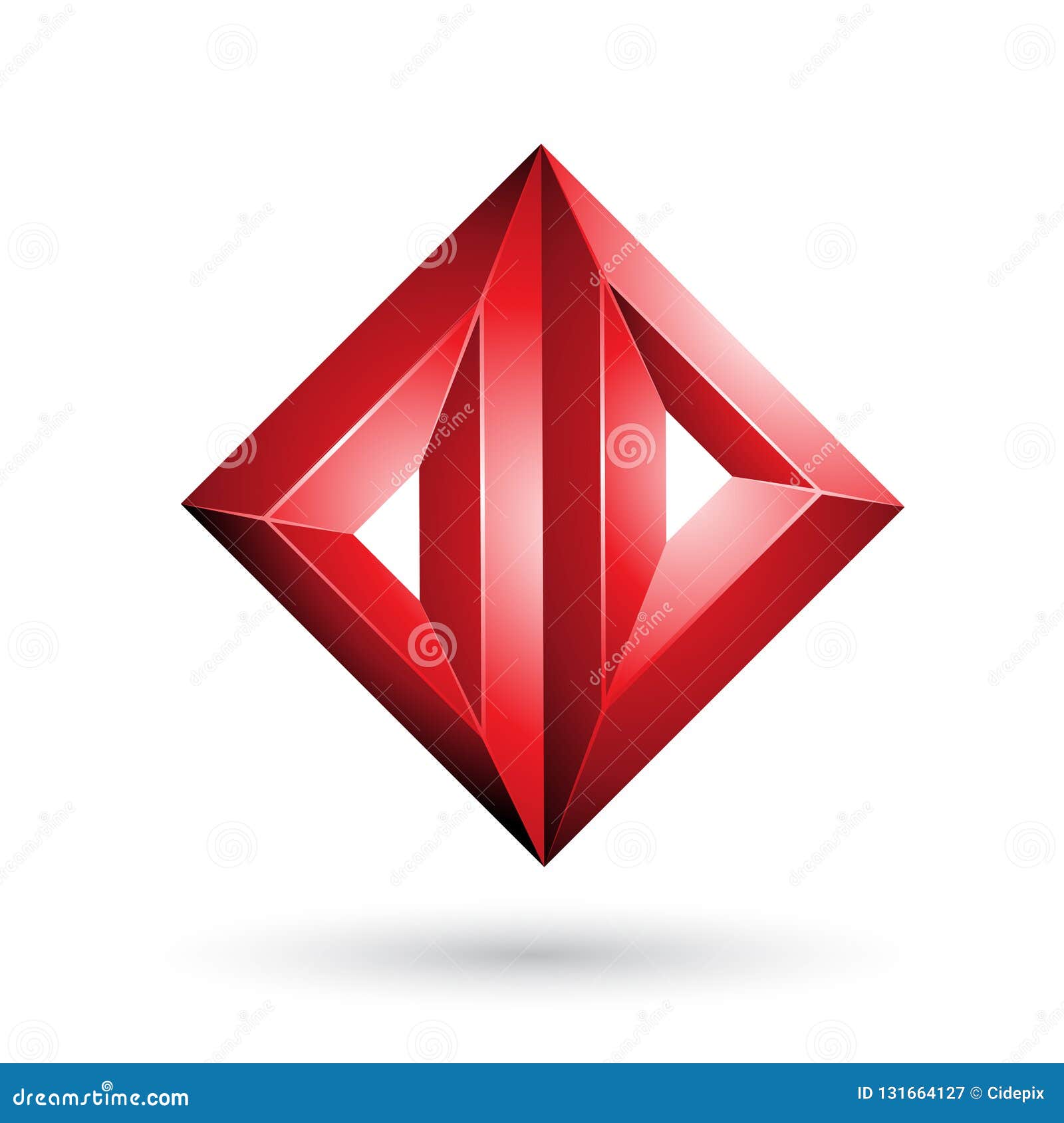 Red 3d Geometrical Embossed Triangle Diamond Shape Isolated on a White ...
