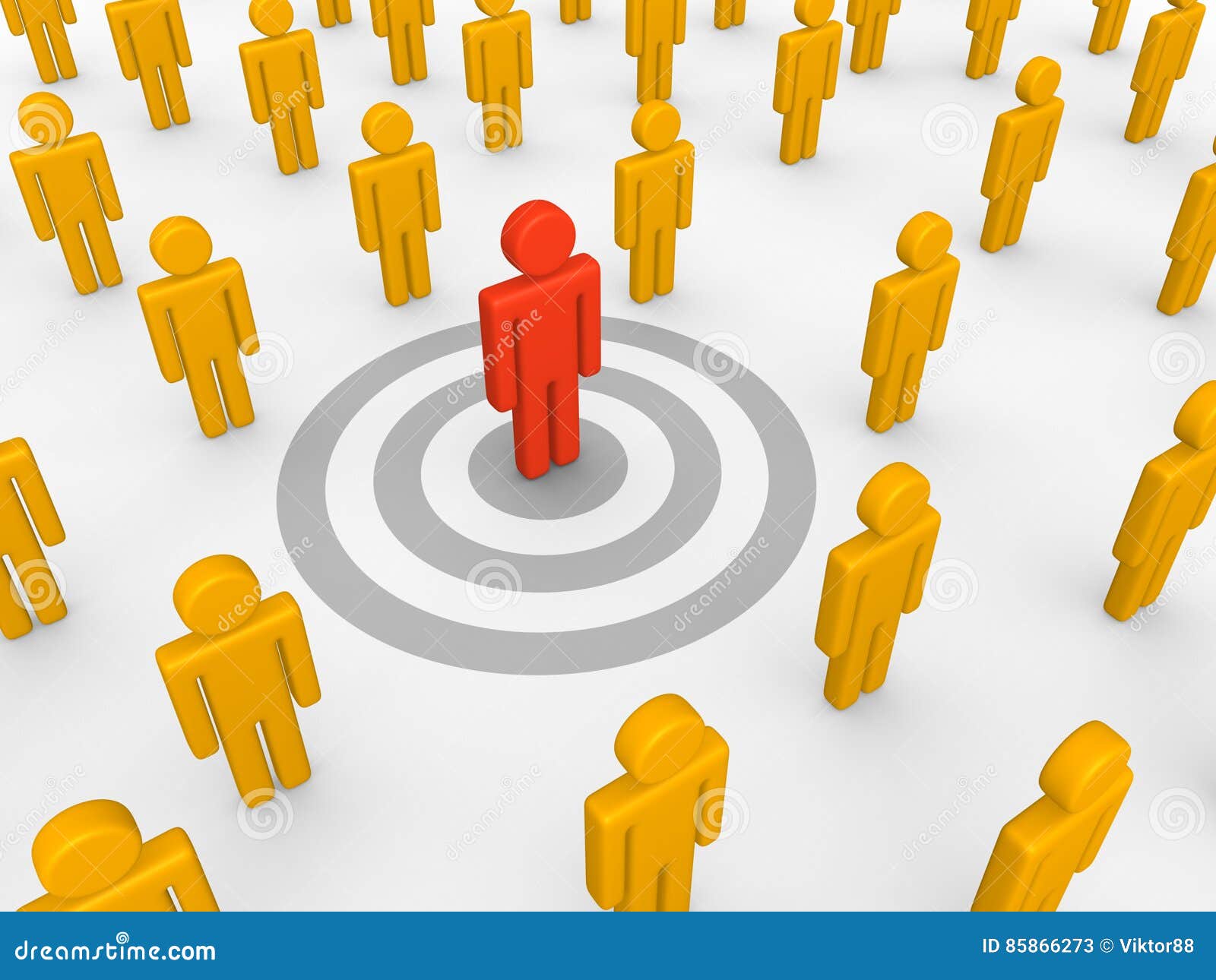 Red 3d Human Standing on the Target and Other People Around. Stock ...