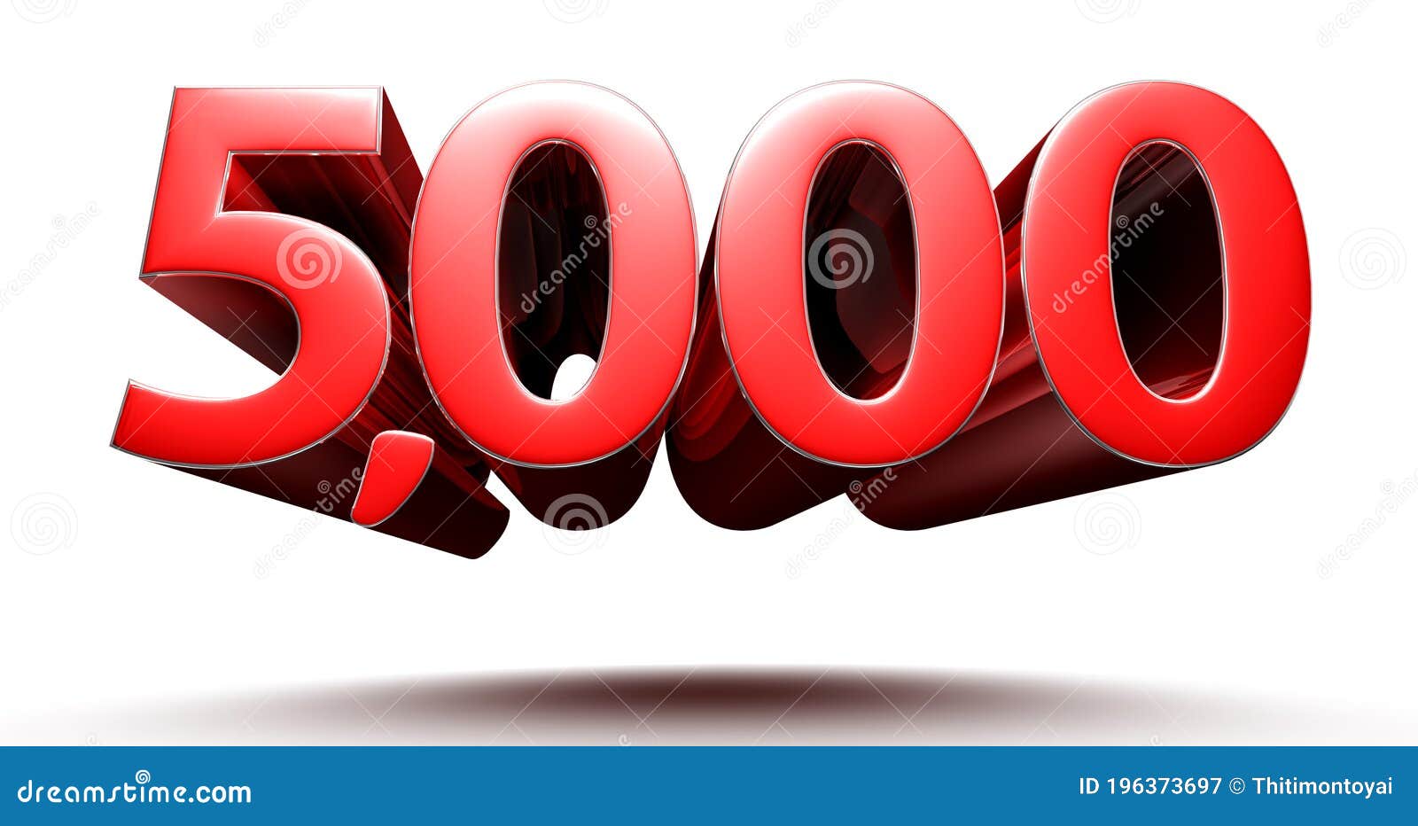 5000 red 3d. stock illustration. Illustration of discount - 196373697