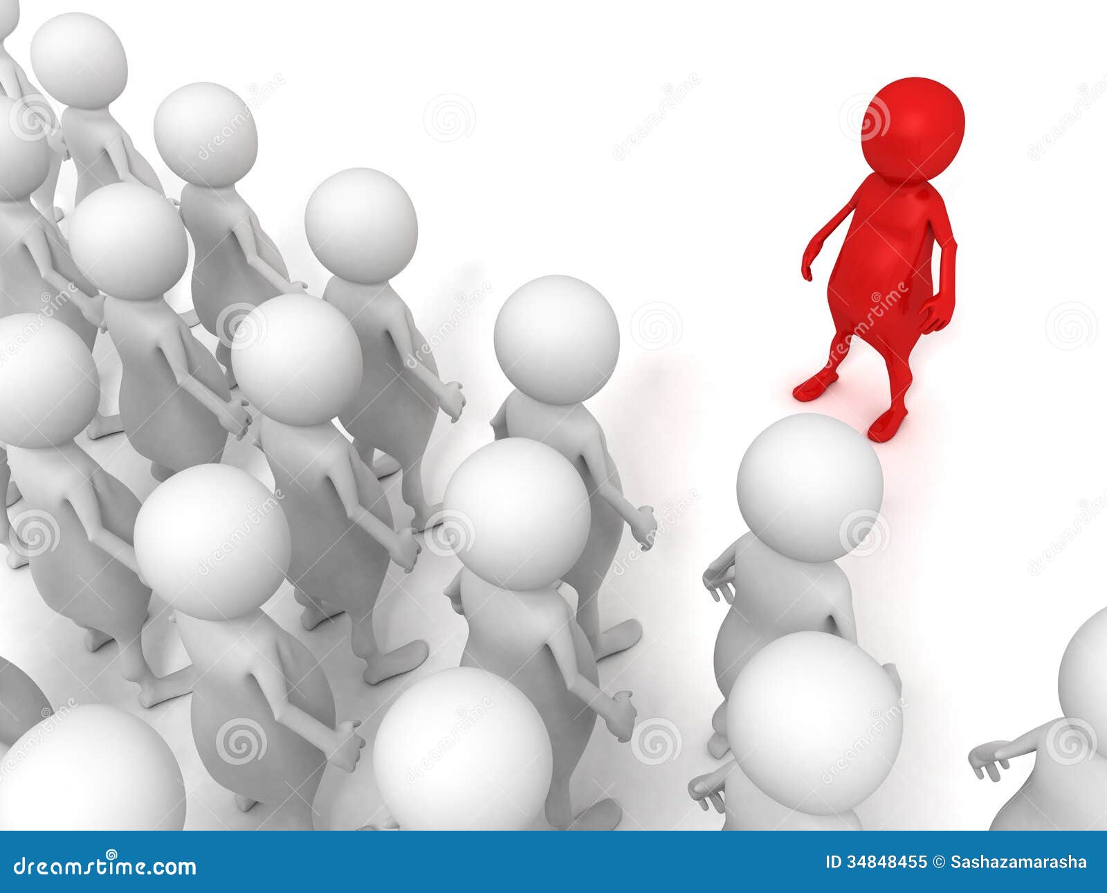 Red 3d Leader of a Team Stand Out of Crowd Stock Illustration ...