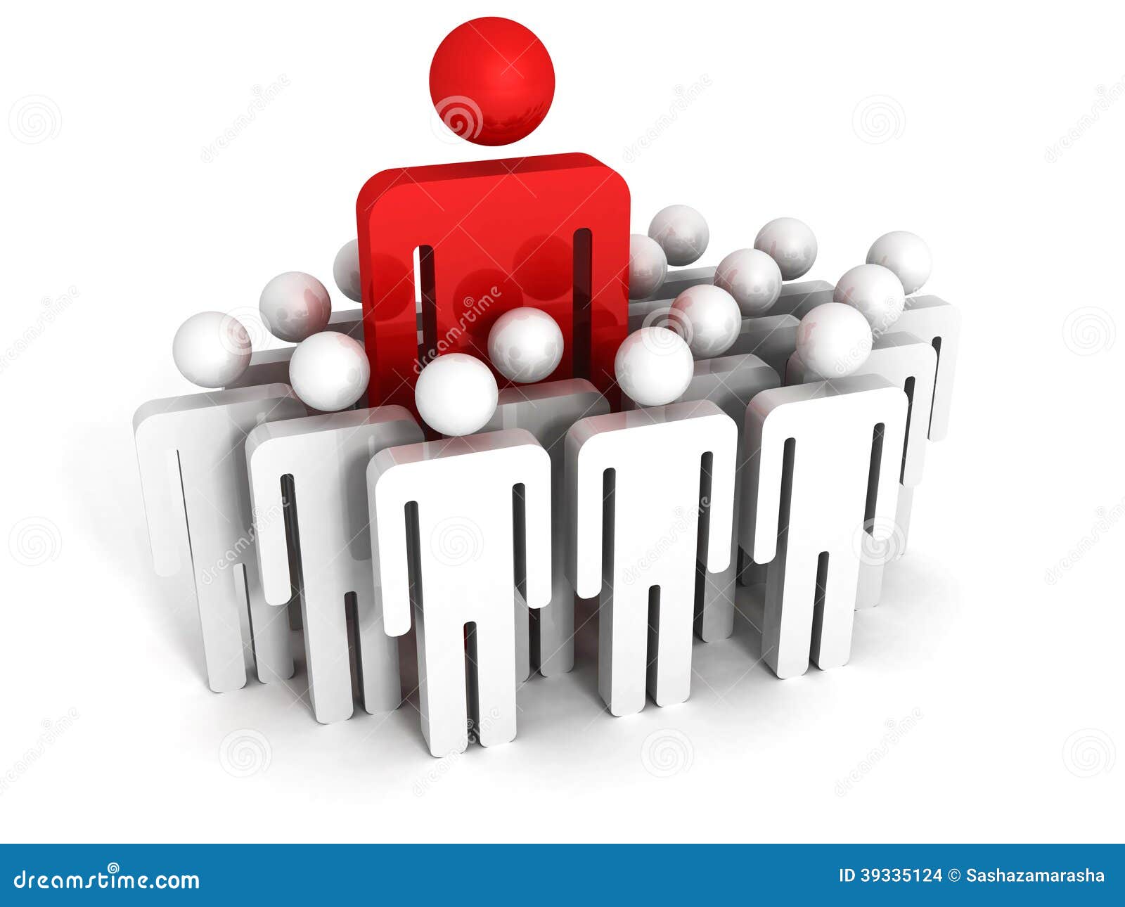 Red 3d Man Standing Out from the Crowd Stock Illustration ...