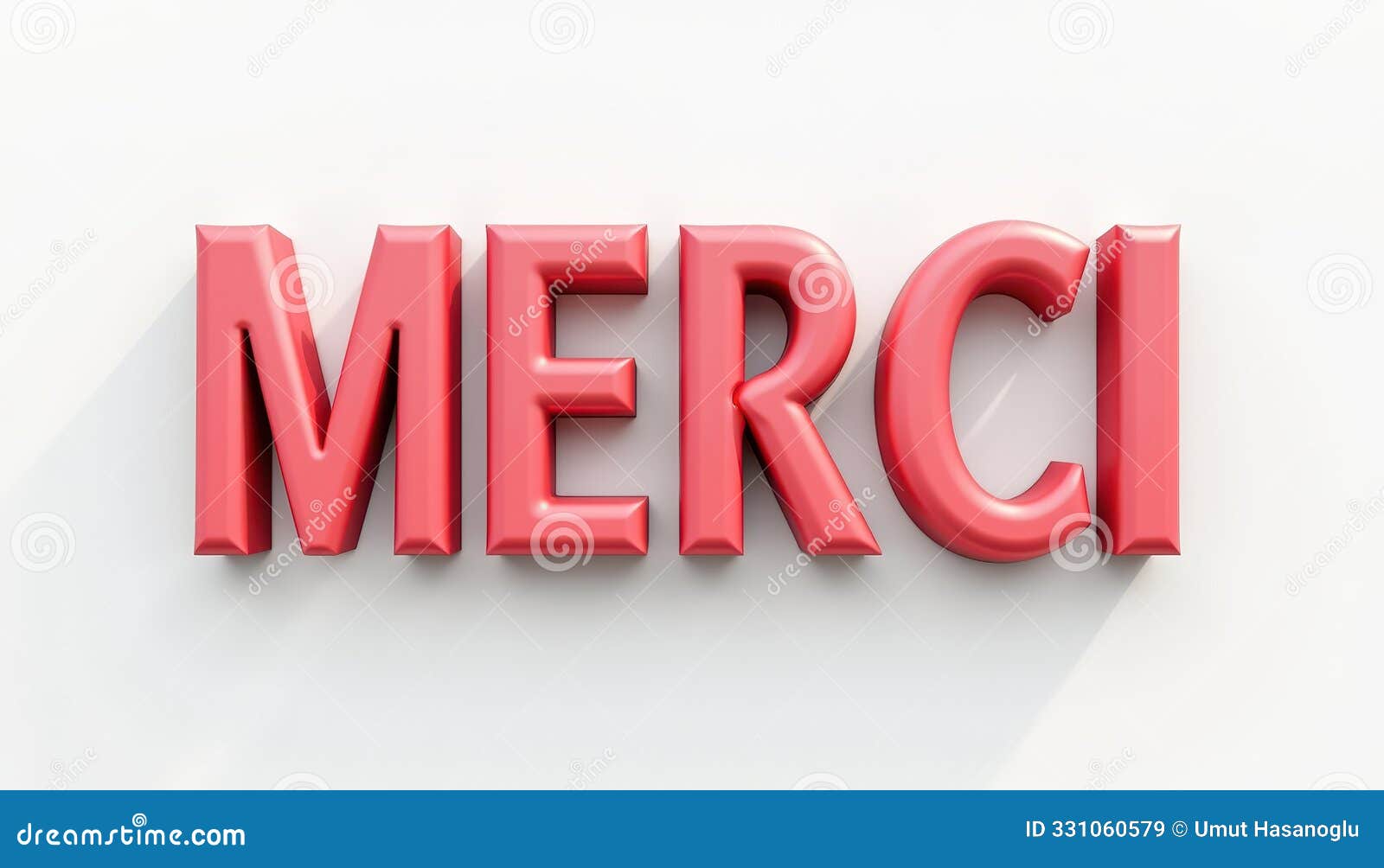 Red 3D Merci Text on a White Background. Stock Illustration ...