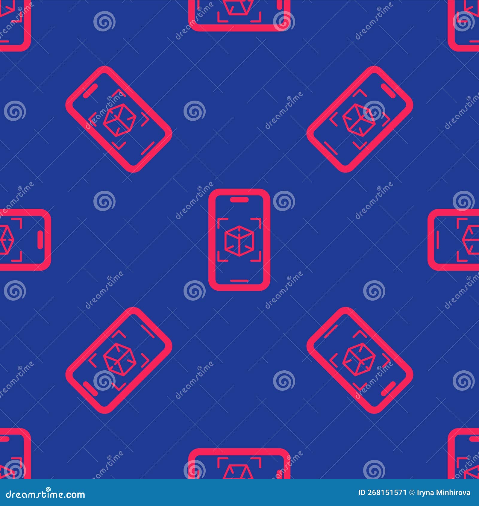 Red 3d Modeling Icon Isolated Seamless Pattern on Blue Background ...