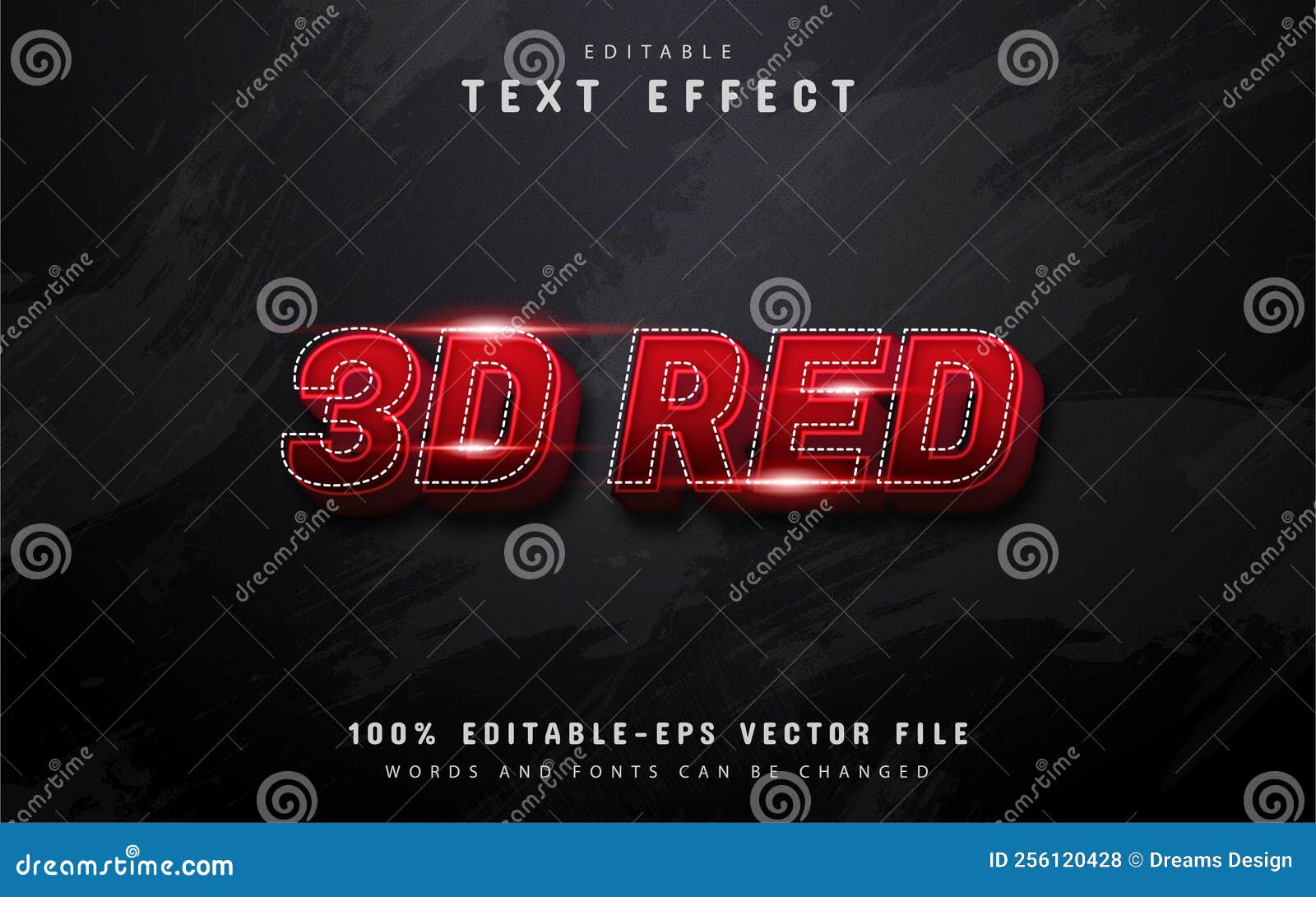 Red 3d neon text effect stock vector. Illustration of screenshot ...