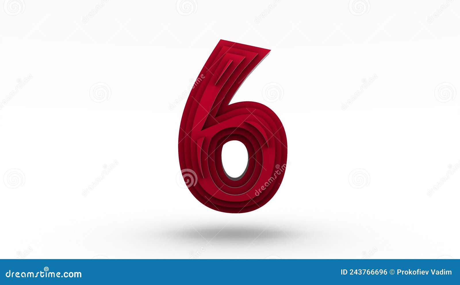 Red 3D Number 6 on a White Background Stock Illustration - Illustration ...