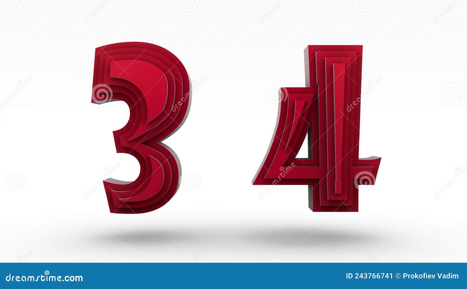 Red 3D Number 34 on a White Background Stock Illustration ...