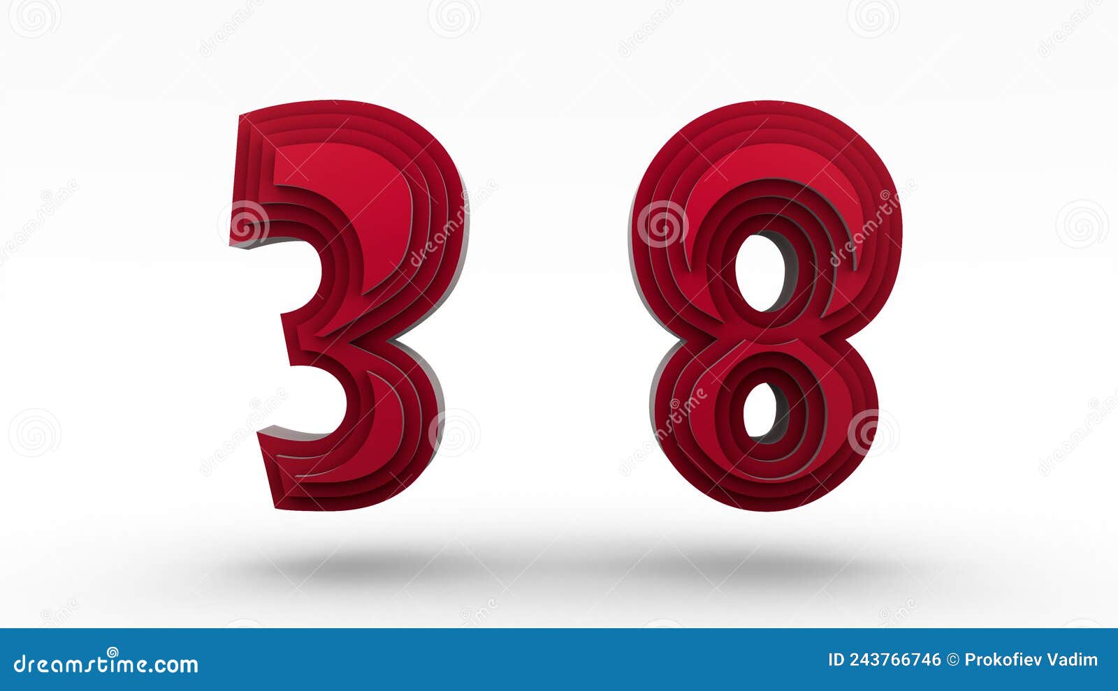Red 3D Number 38 on a White Background Stock Illustration ...
