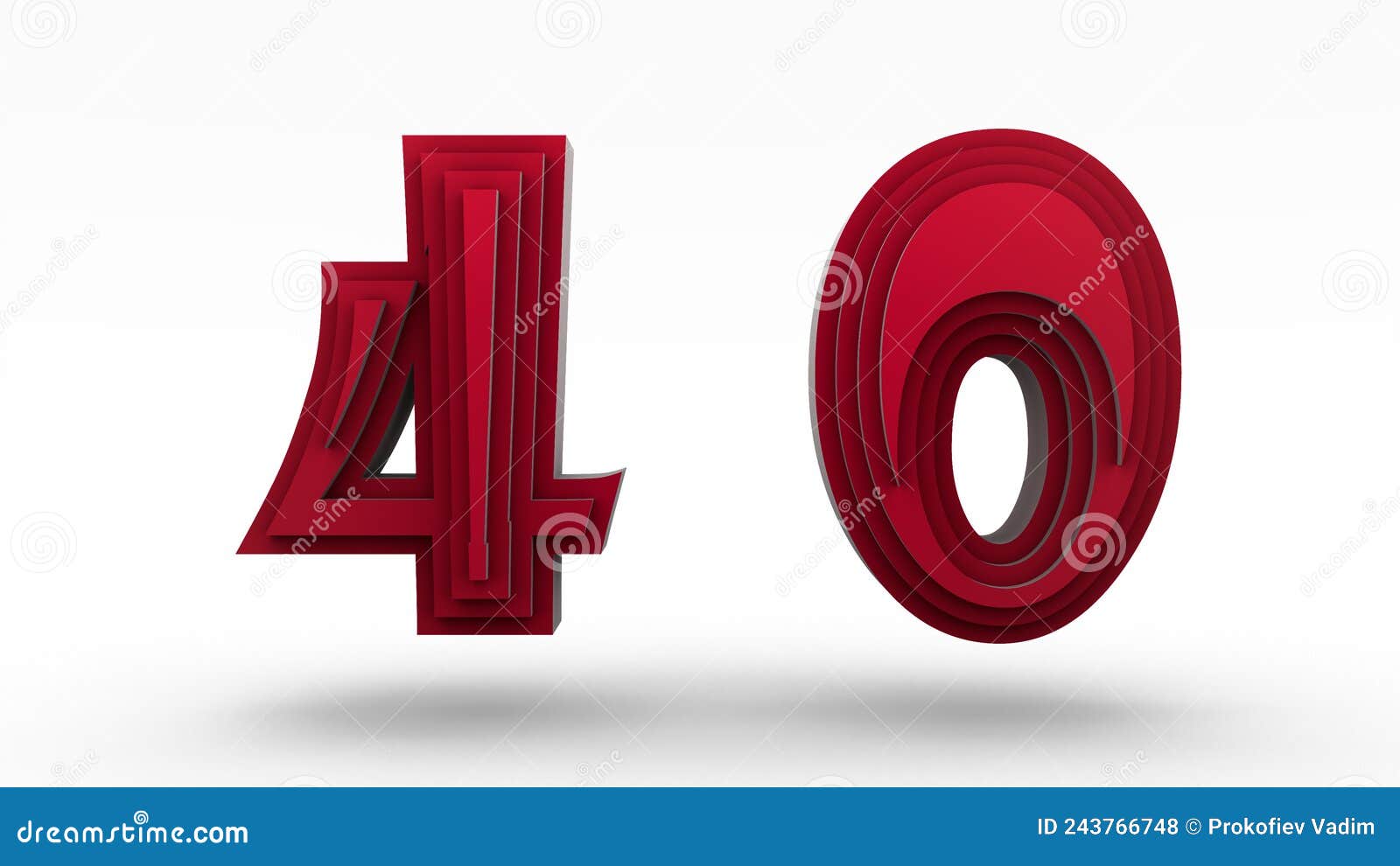 Red 3D Number 40 on a White Background Stock Illustration ...
