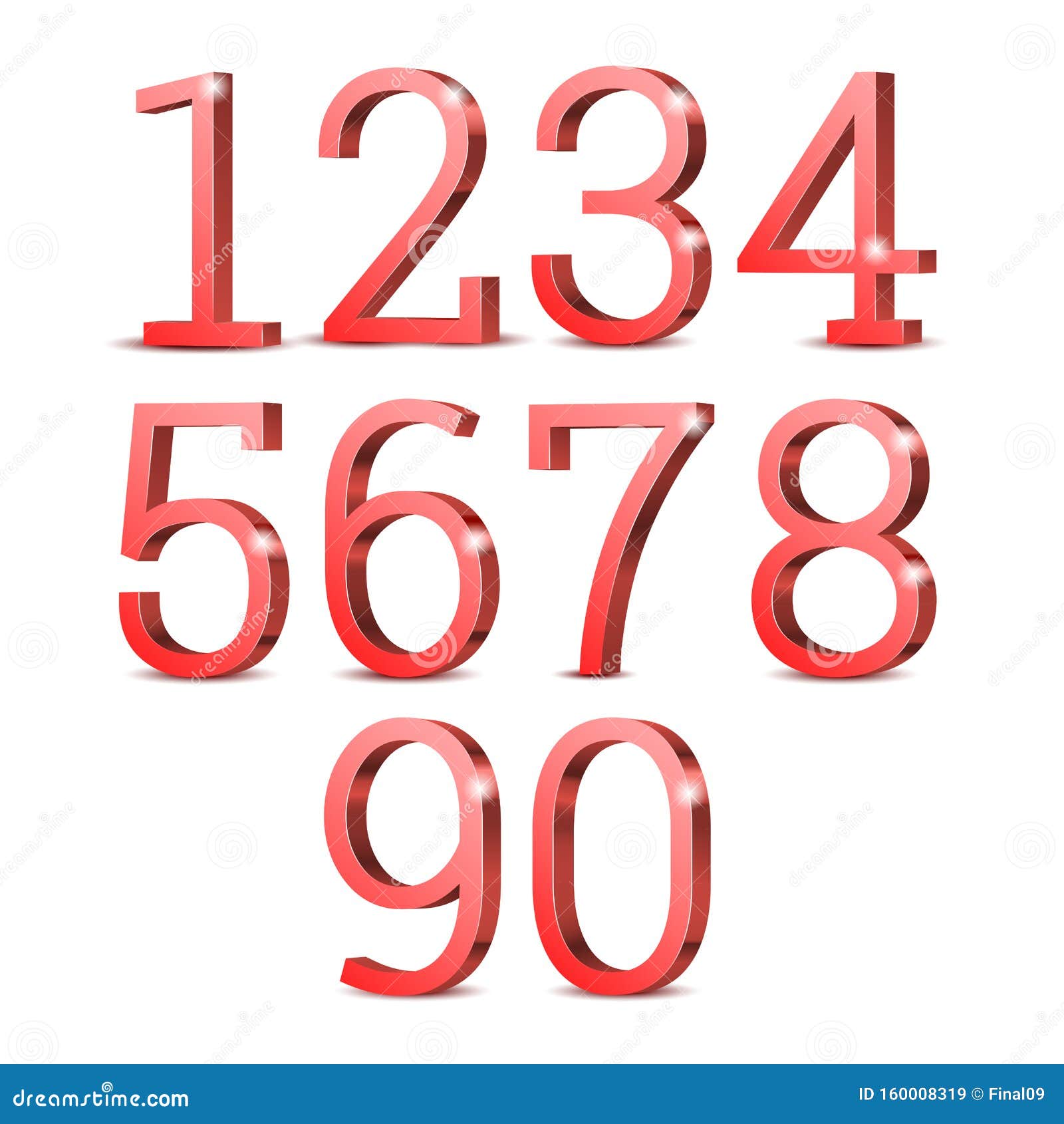 Red 3d numbers stock vector. Illustration of seven, contemporary ...