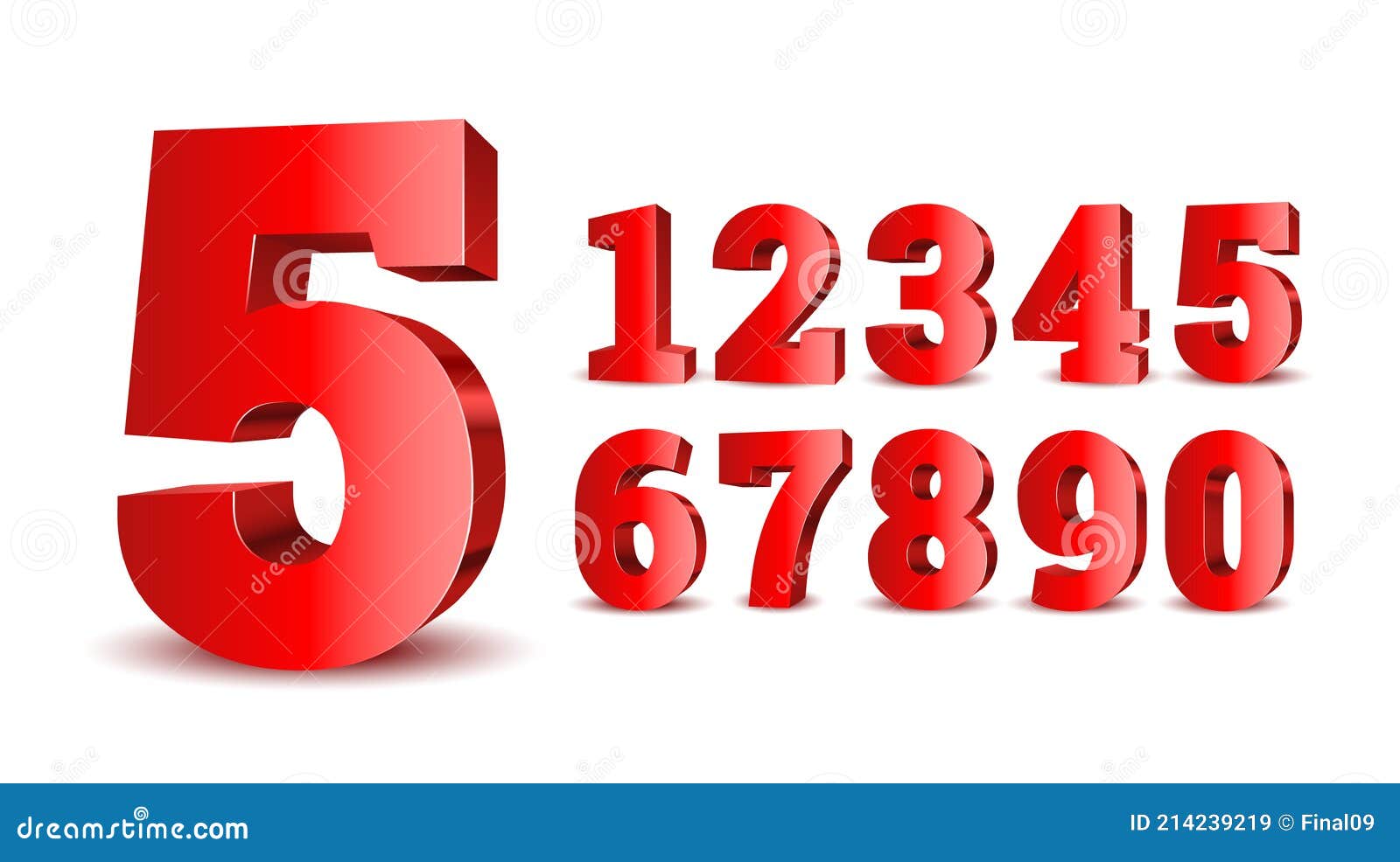 Red 3d numbers. Symbol set stock vector. Illustration of icon - 214239219