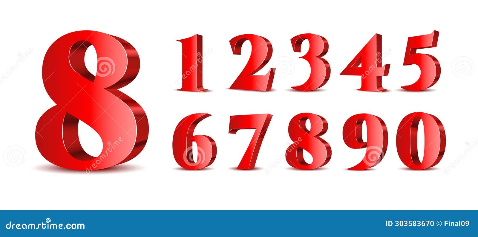 Red 3d numbers. stock vector. Illustration of vector - 303583670