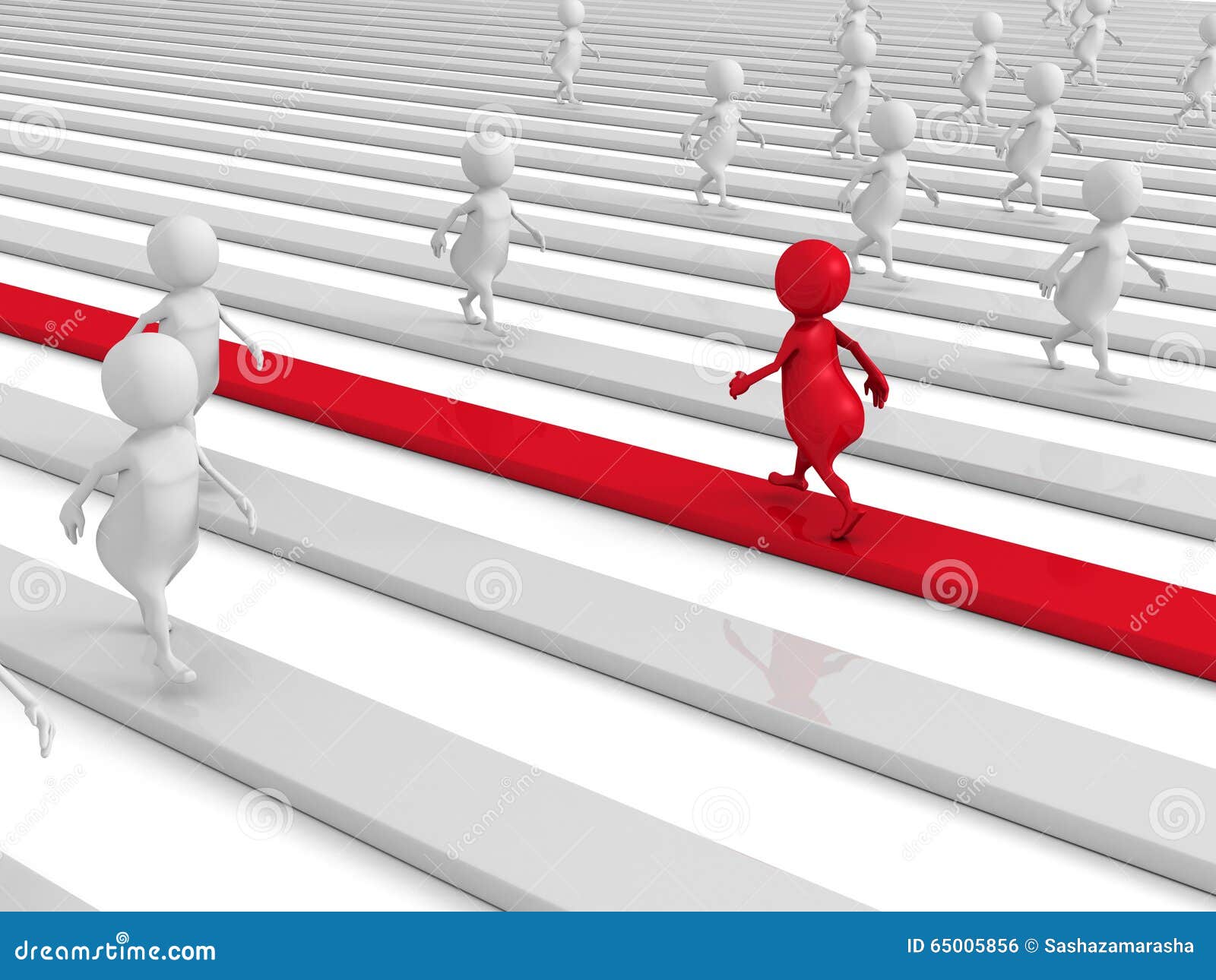 Red 3d Person Walking in Different New Way Stock Illustration ...