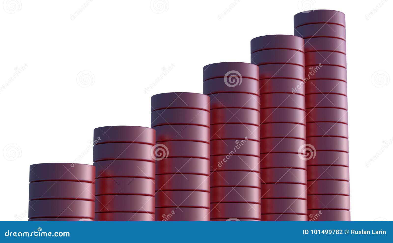 Red 3D Pole Graph Showing Stable Increase. Stock Illustration ...