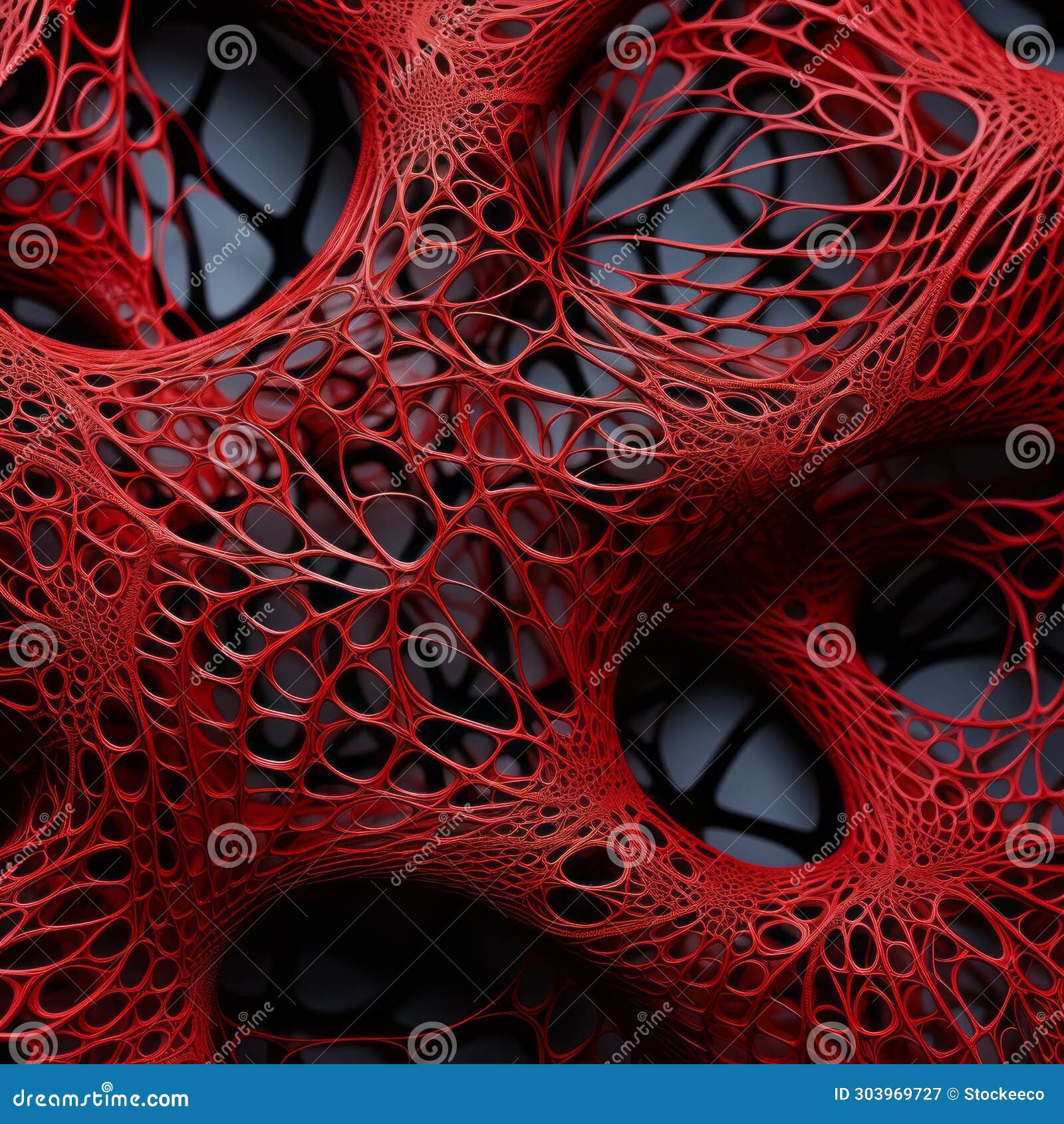 Machine Vision Background: Red Wire Sculpture with Fractal Patterns ...