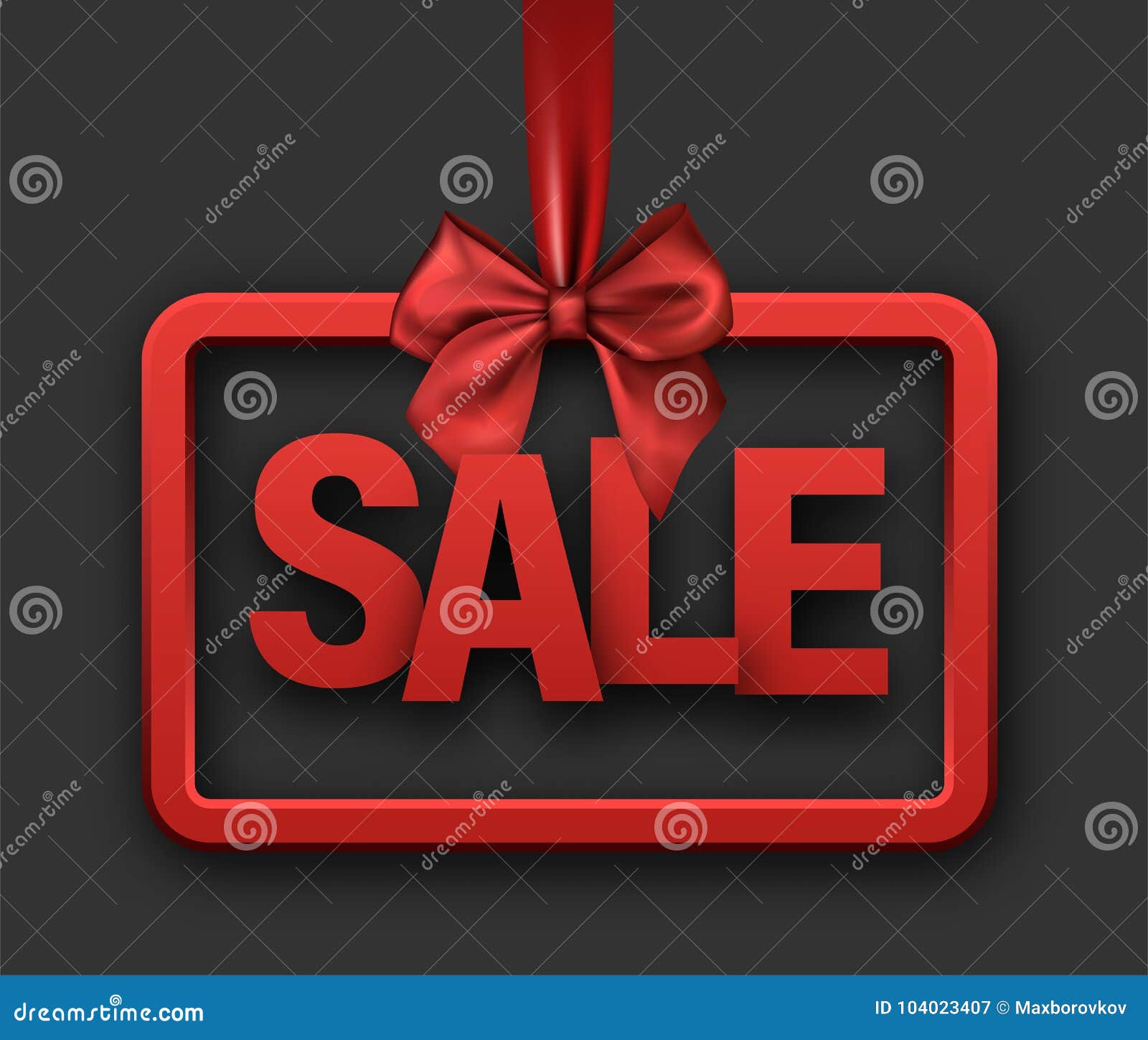 Red Rectangular Sale Card with Bow. Stock Vector - Illustration of ...