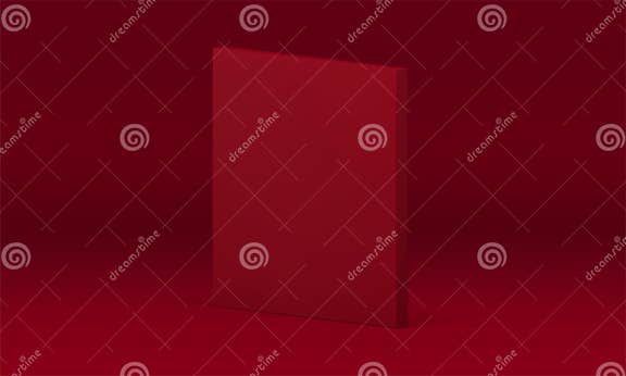 Red 3d Rectangular Wall Geometric Architecture Element Vertical ...
