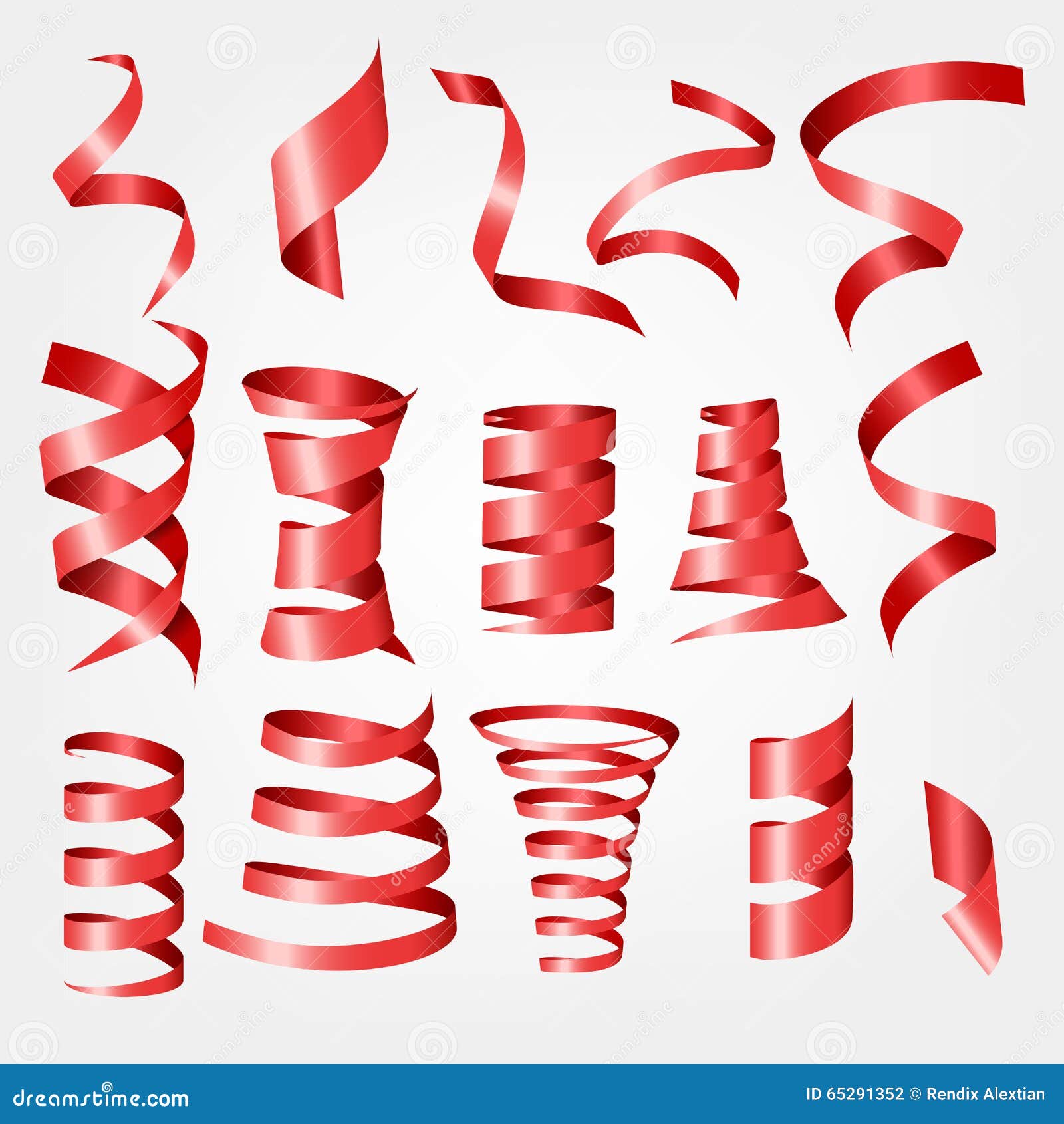 Red 3d ribbon sets stock vector. Illustration of grow - 65291352
