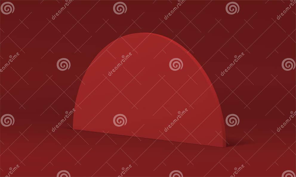 Red 3d Semicircle Vertical Wall Isometric Decor Element Stand Basic ...
