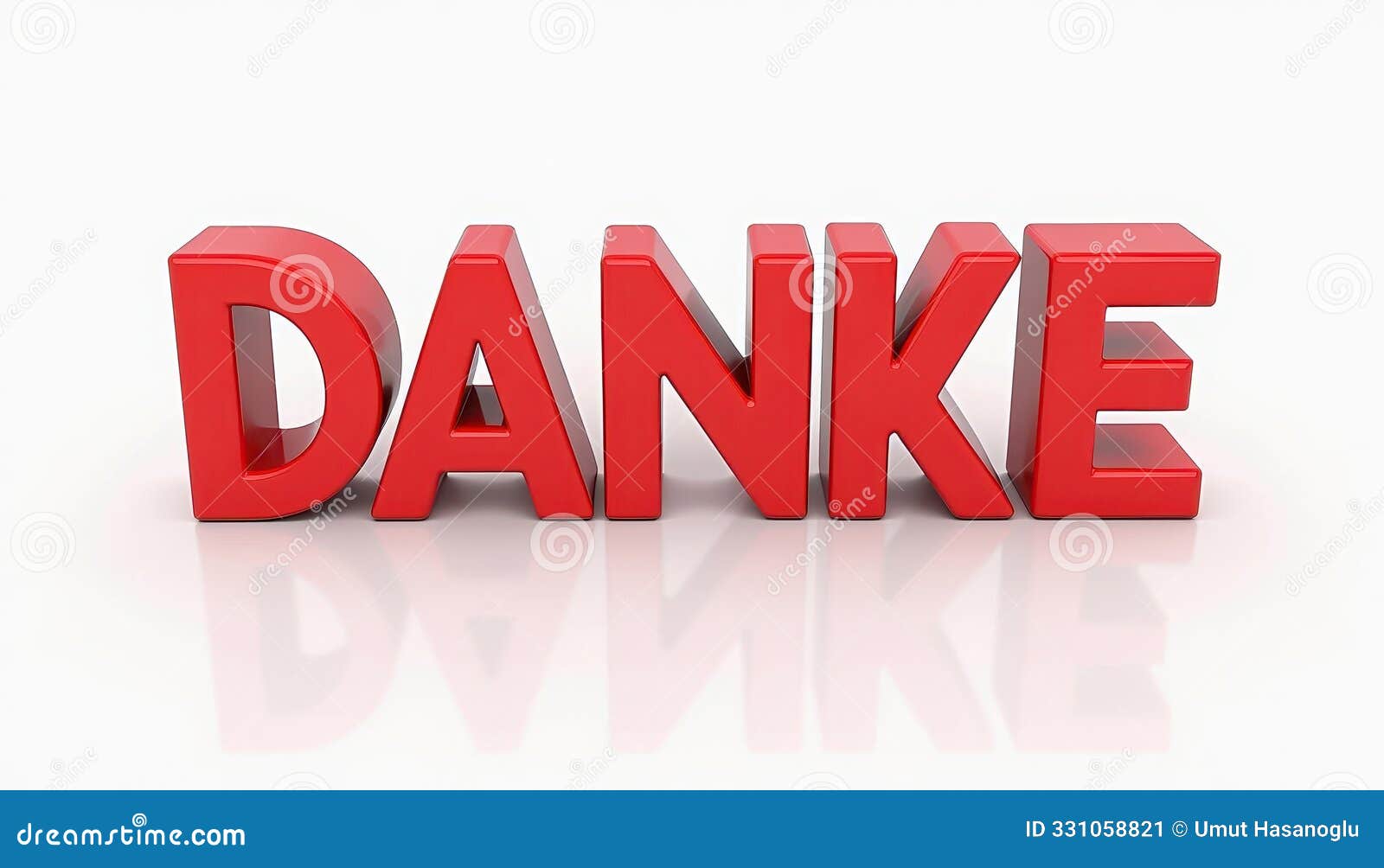 Red 3D Text DANKE in Bold Letters on a White Background. Stock ...