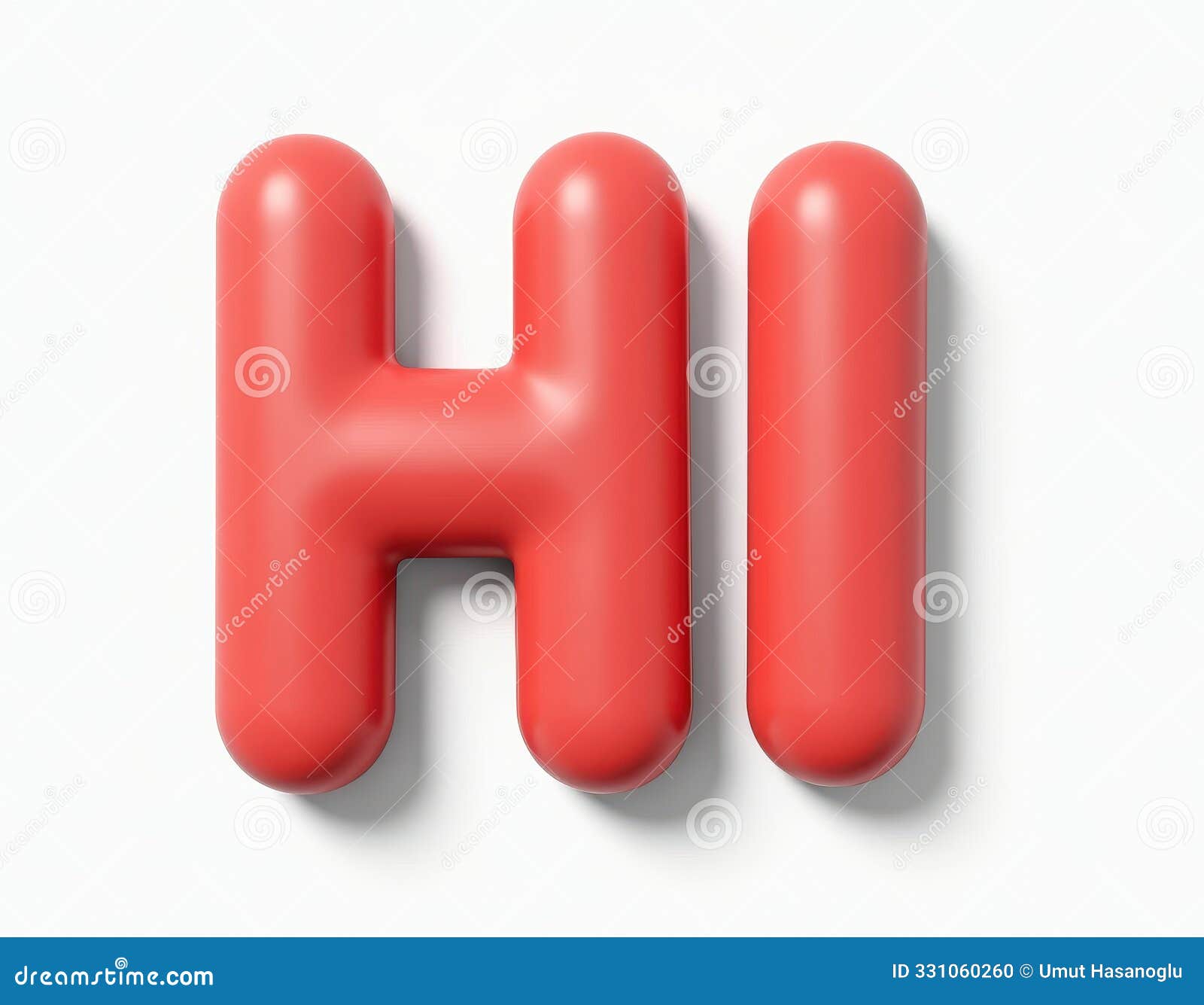 Red 3D Text Spelling HI on a White Background. Stock Illustration ...