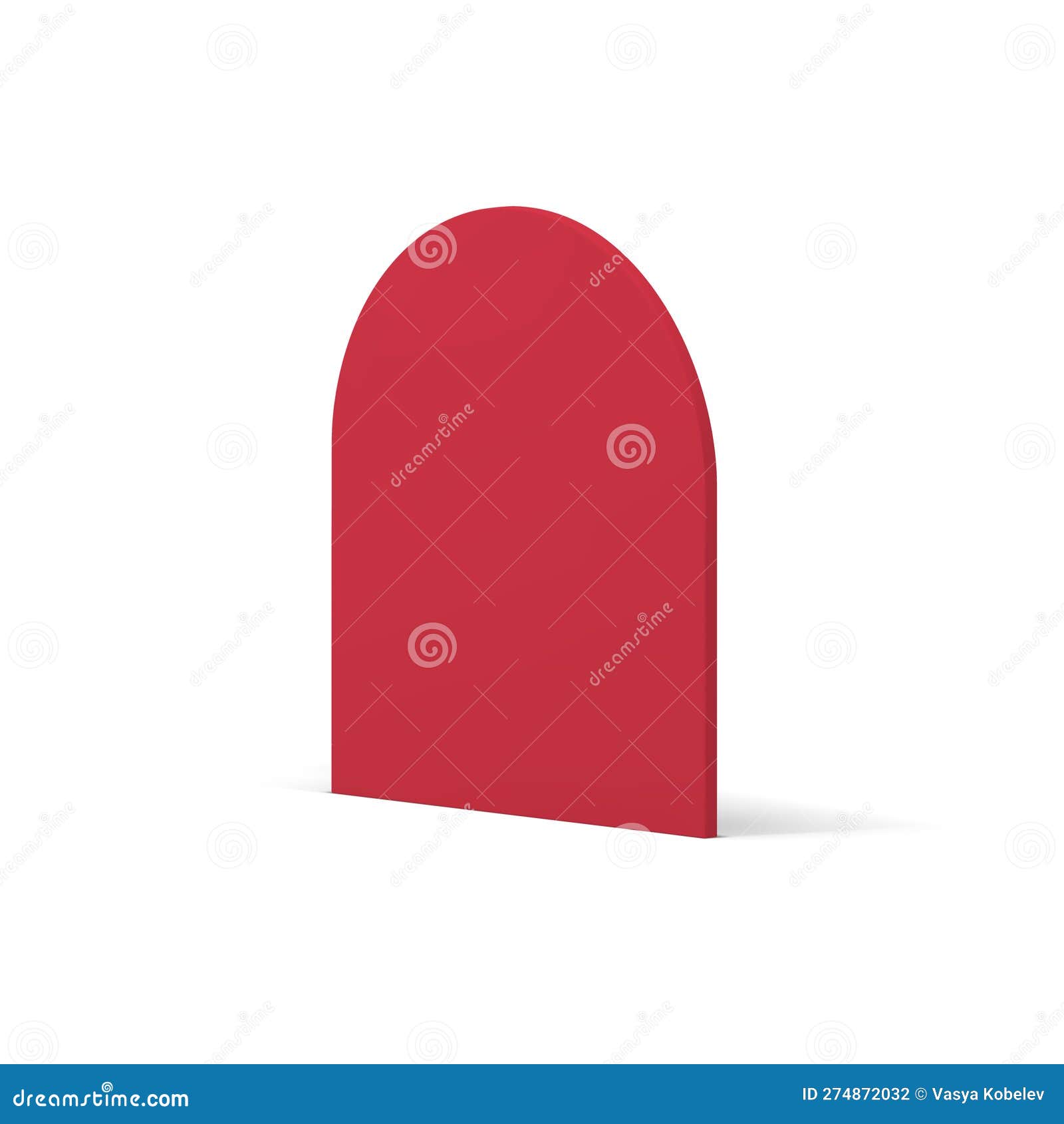 Red 3d Wall Isometric Icon Curved Semicircle Slim Vertical Block ...