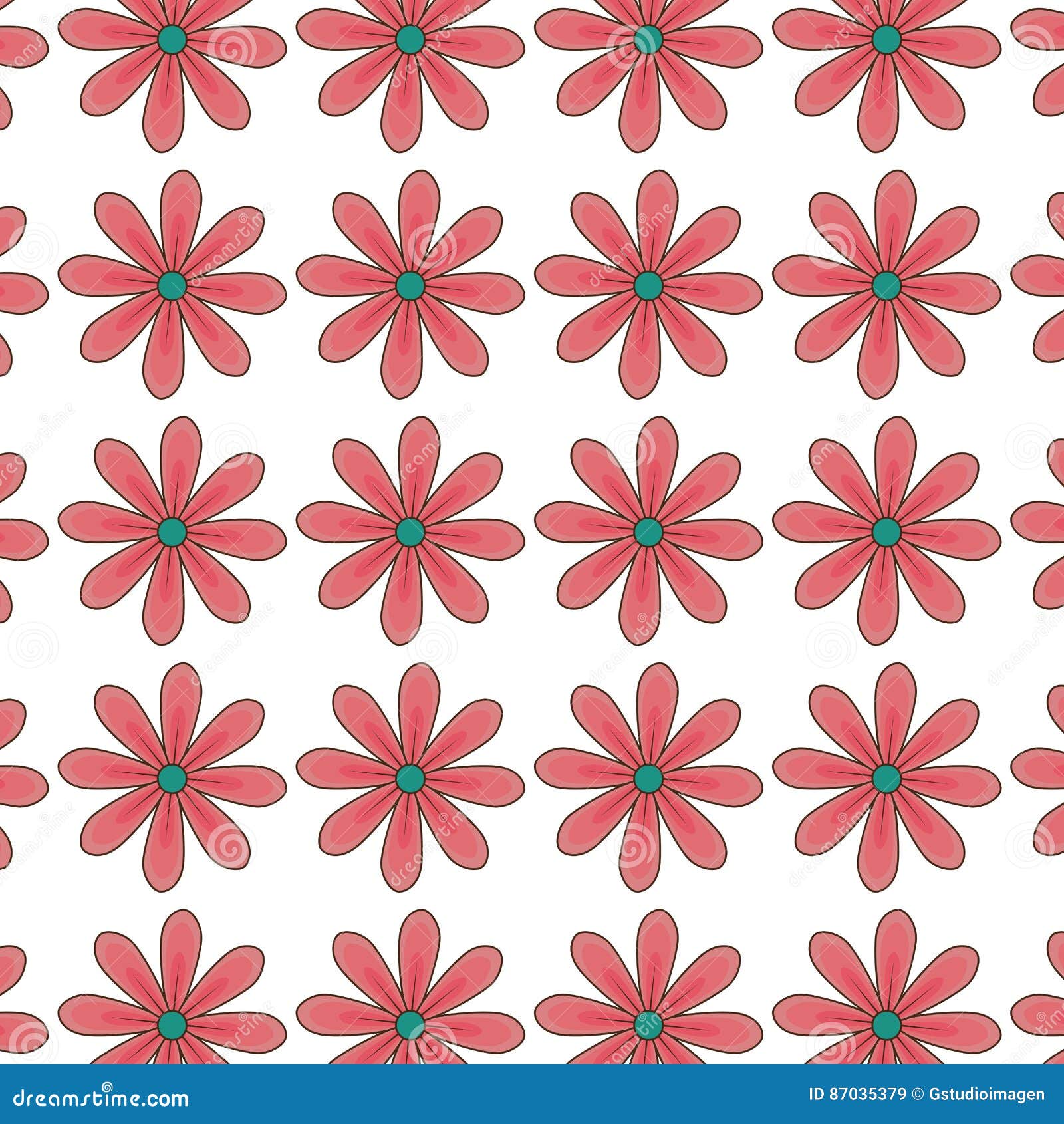 Red Daisy Flowers Pattern Floral Design Stock Vector - Illustration of ...
