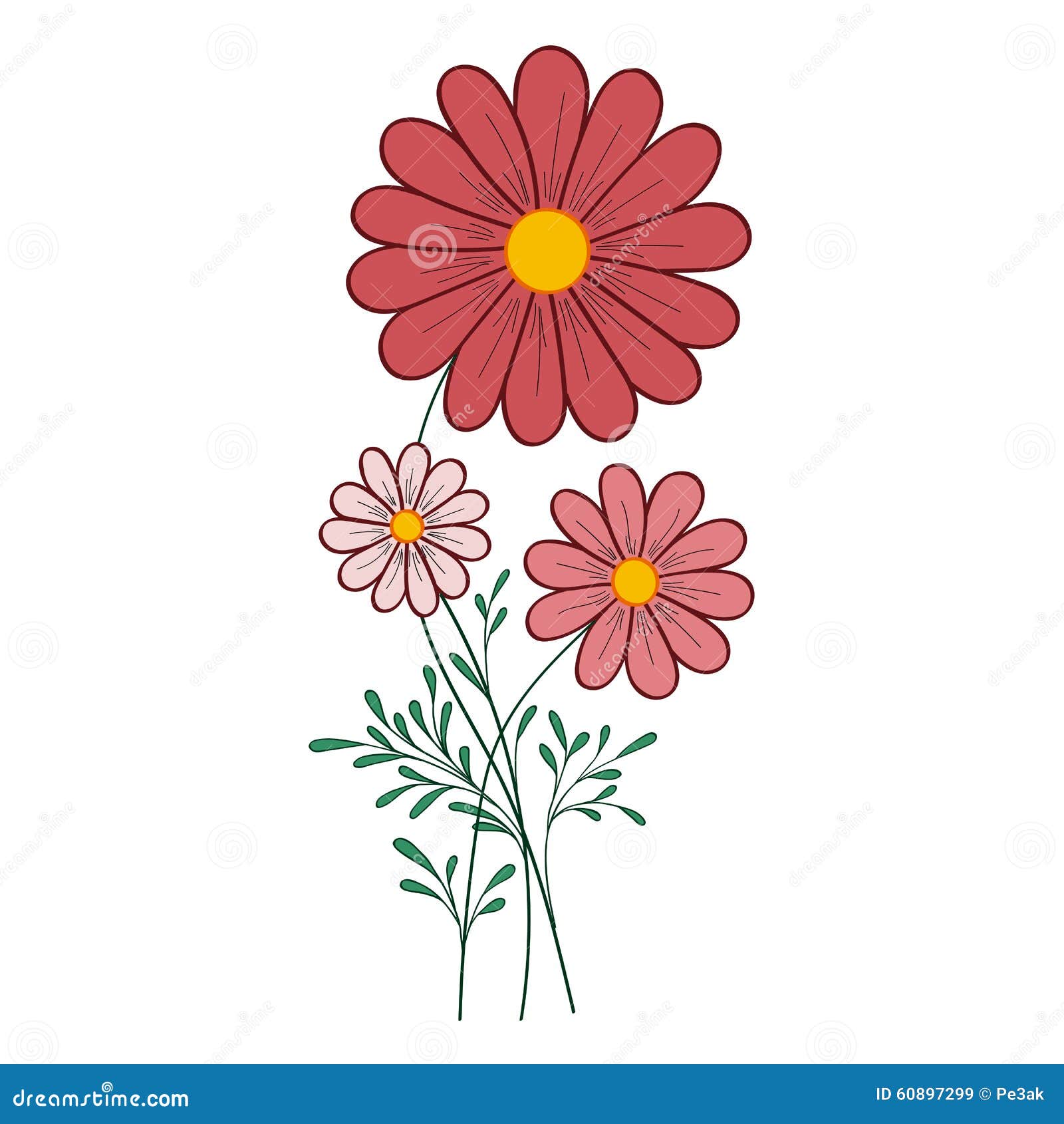 Red Daisy Vector Illustration Stock Vector - Illustration of plant ...