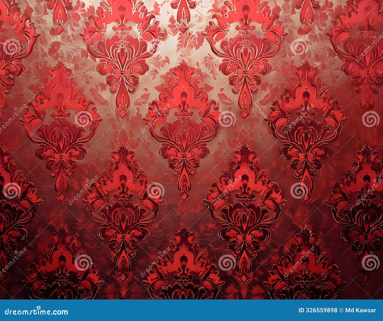 Red Damask Floral Pattern Wallpaper Texture Stock Illustration ...