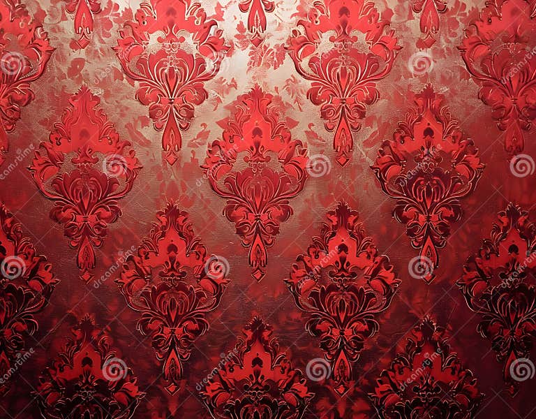 Red Damask Floral Pattern Wallpaper Texture Stock Illustration ...