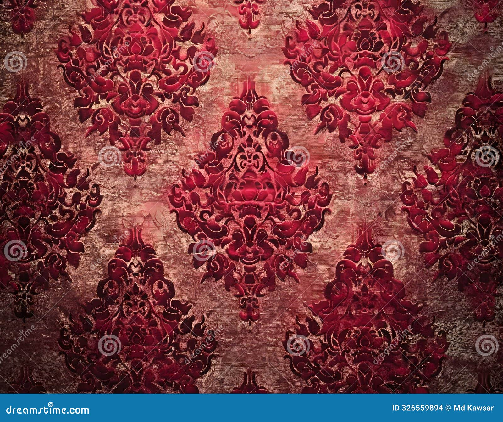 Red Damask Pattern Fabric Texture Background Stock Illustration ...