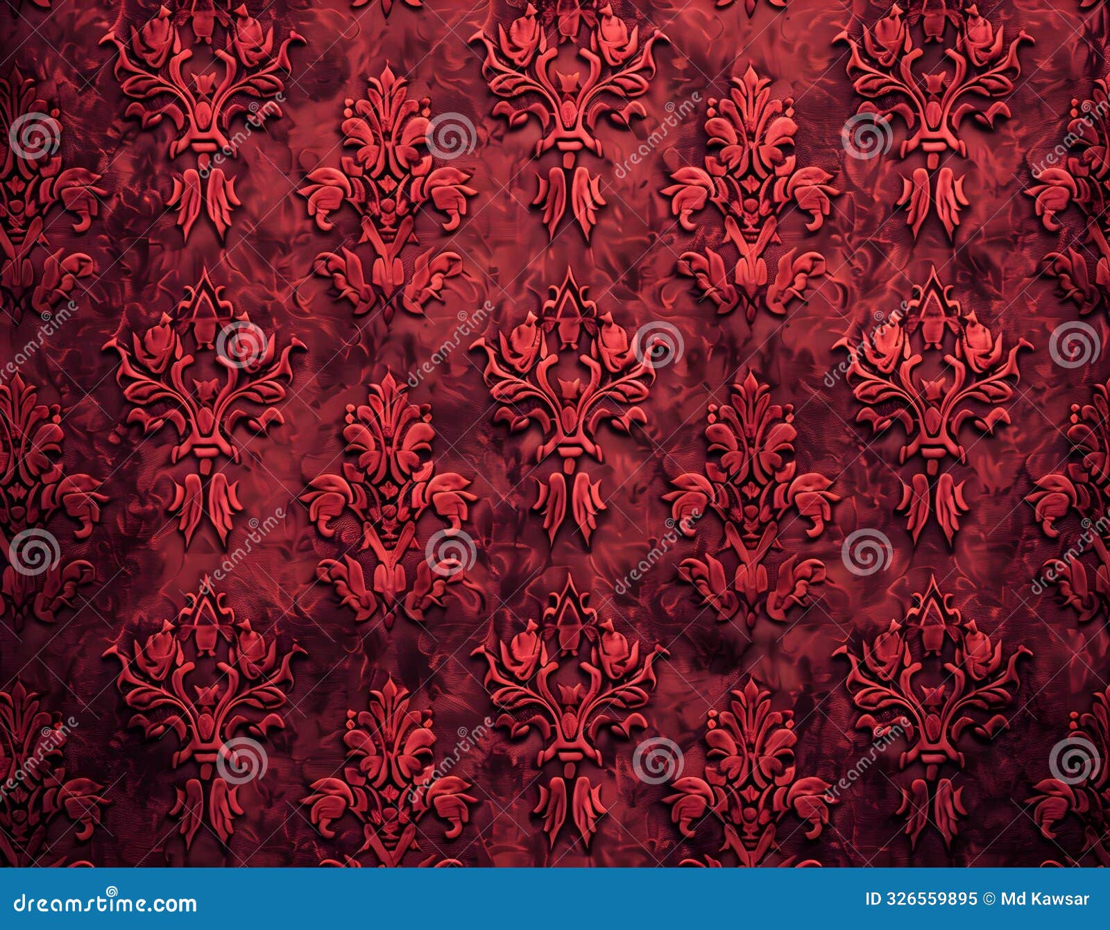 Red Damask Pattern Background Texture Stock Illustration - Illustration ...
