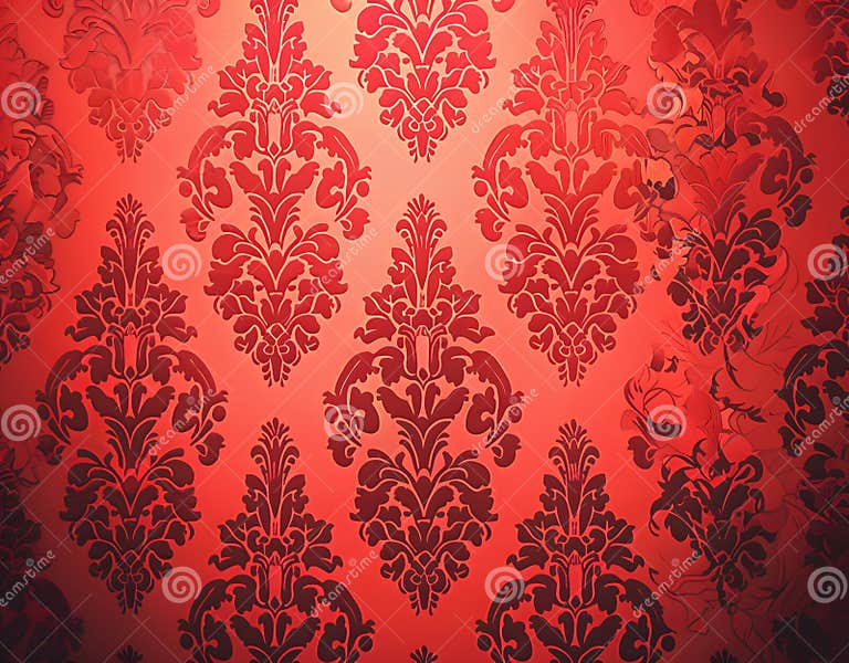 Red Damask Pattern Background Wallpaper Texture Stock Illustration ...