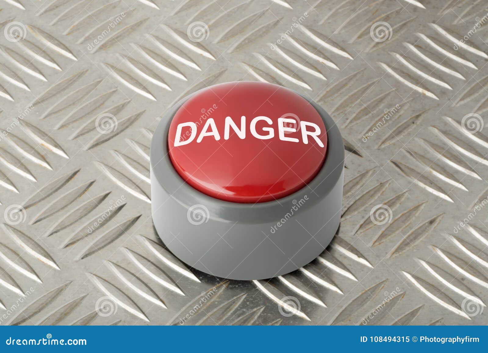 Red Danger Button on Aluminum Diamond Plate Background Stock Image ...
