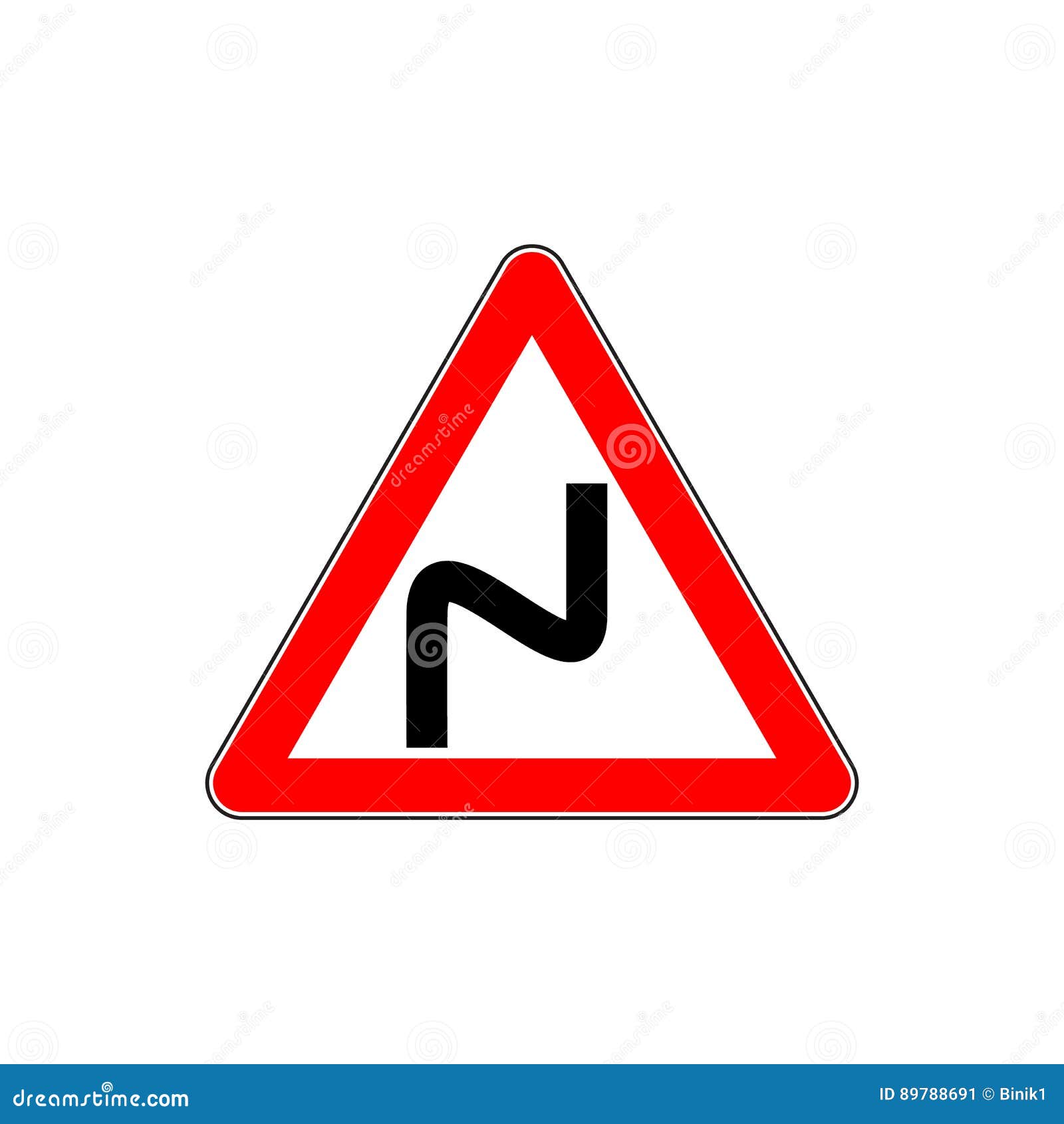 Red Dangerous Double-turn Sign Stock Vector - Illustration of bend ...
