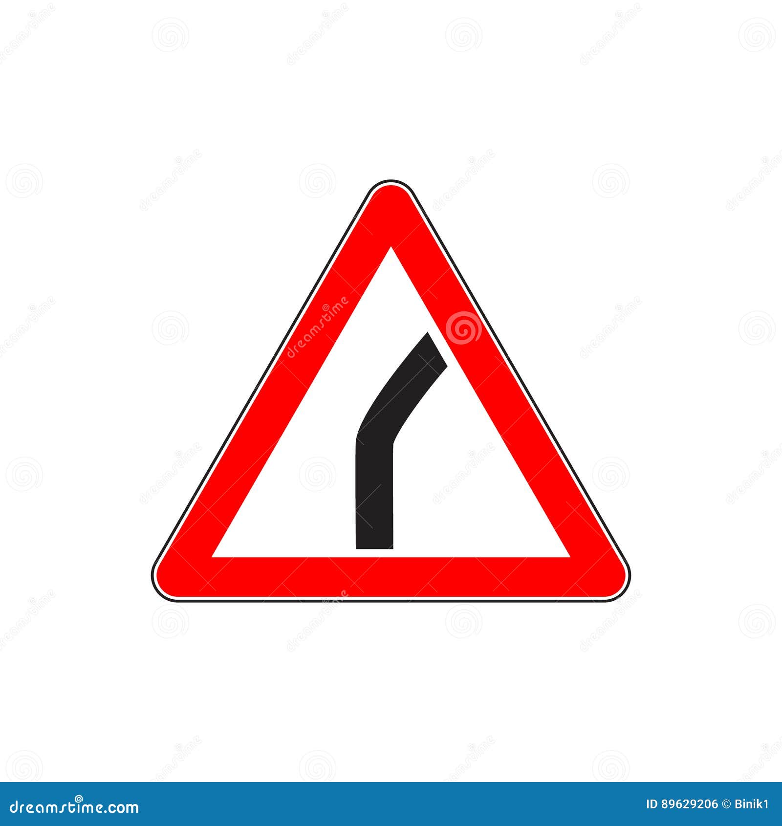 Red Dangerous turn sign stock vector. Illustration of street - 89629206