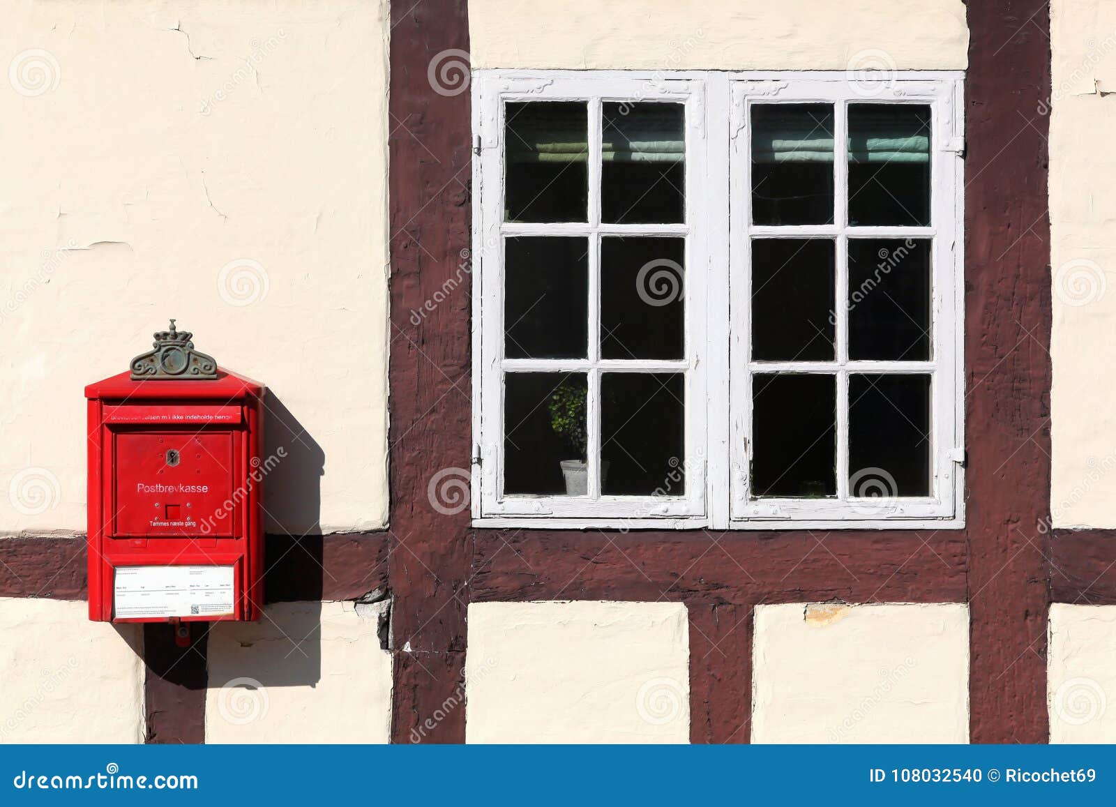 Red Danish Letterbox on a Wall Stock Photo - Image of symbol, delivery ...