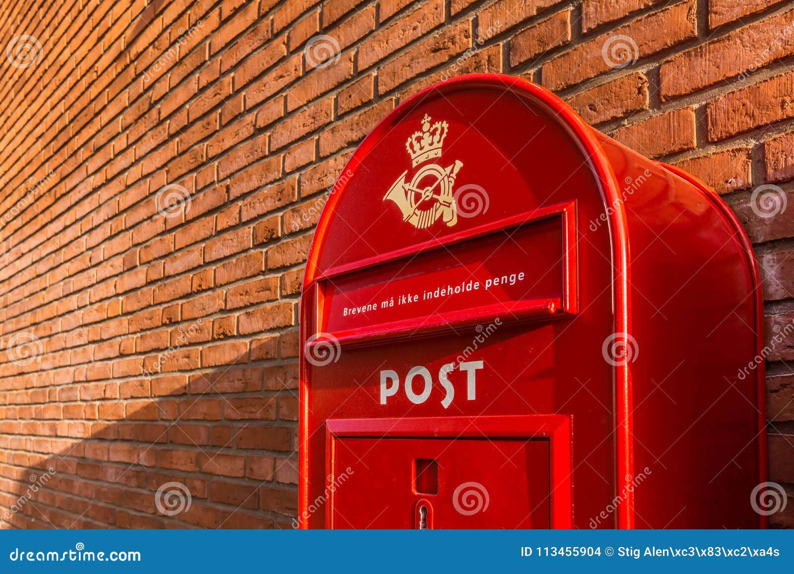 A Red Danish Mailbox on a Brick Wall Editorial Stock Image - Image of ...