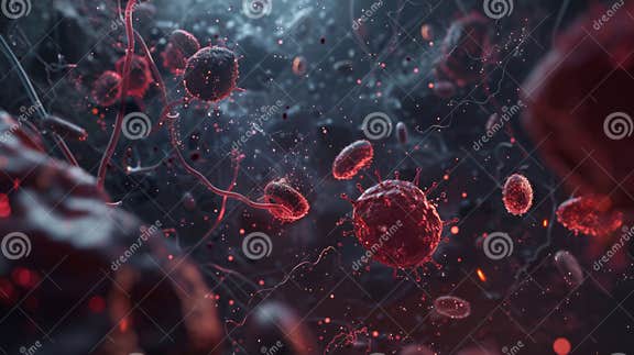 Microscopic View of Viruses and Cells Stock Photo - Image of background ...