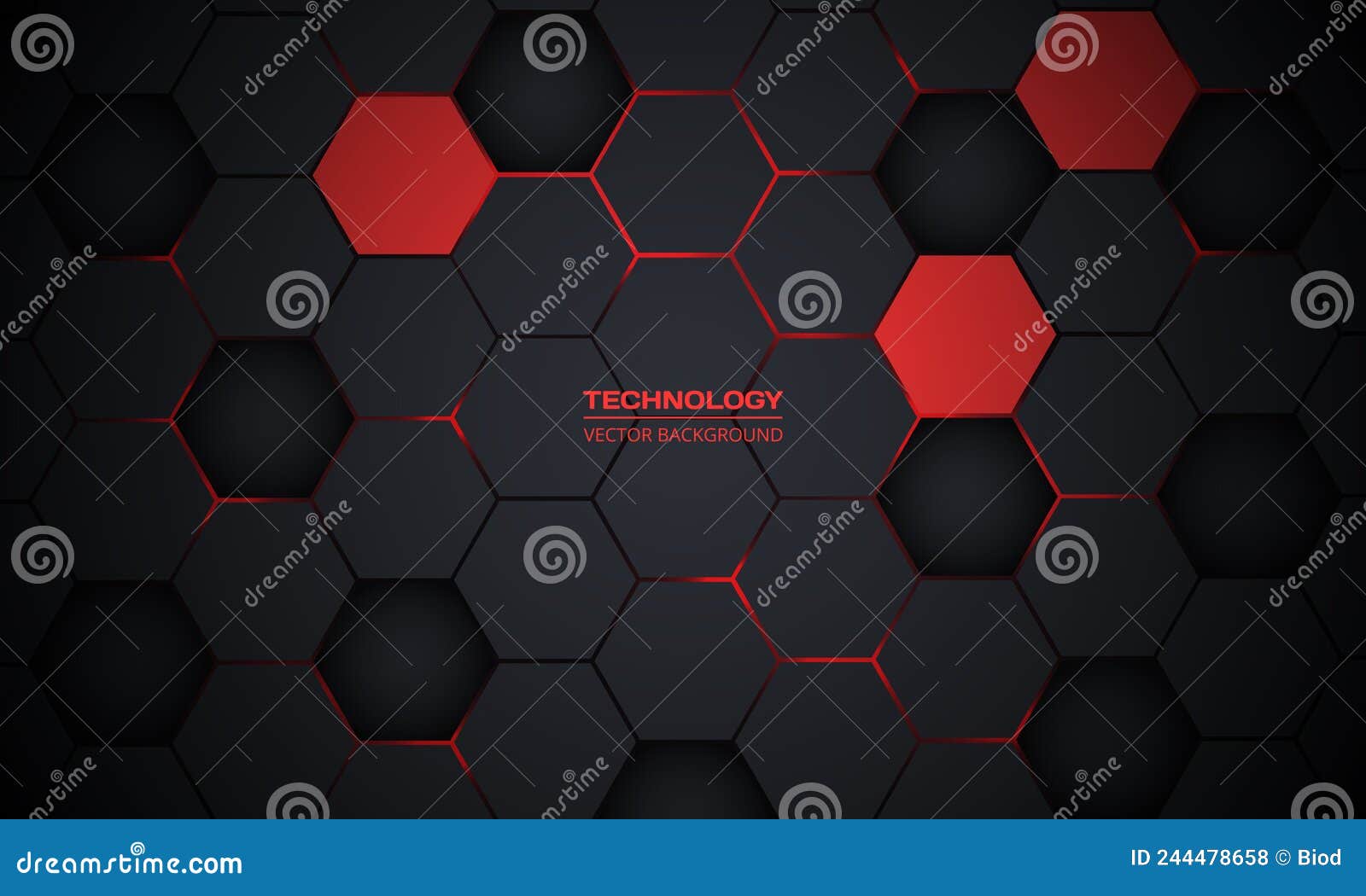Red and Dark Gray Hexagonal Abstract Technology Background. Stock ...