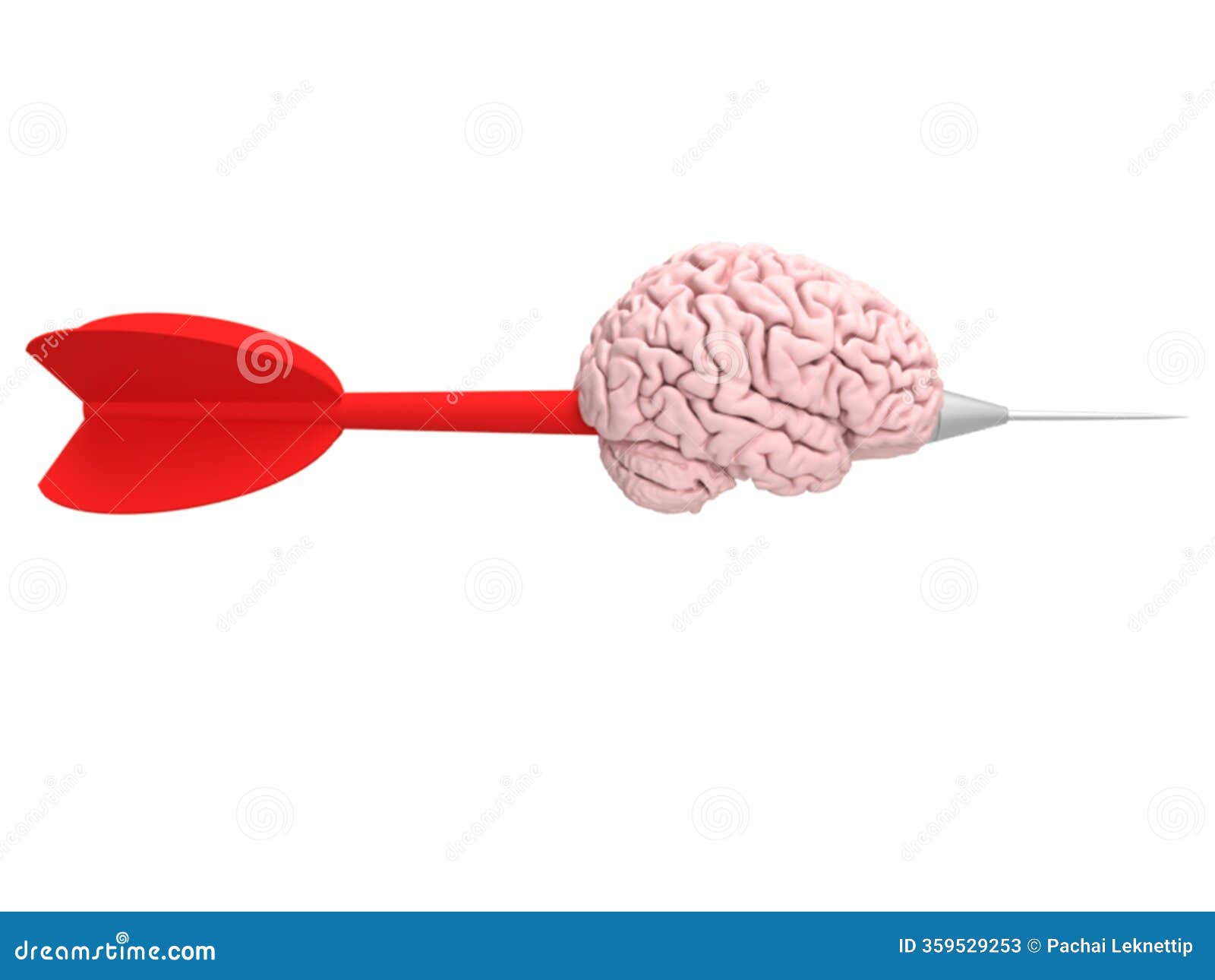 Red Dart Piercing Human Brain Symbolizing Focus and Sharp Thinking ...