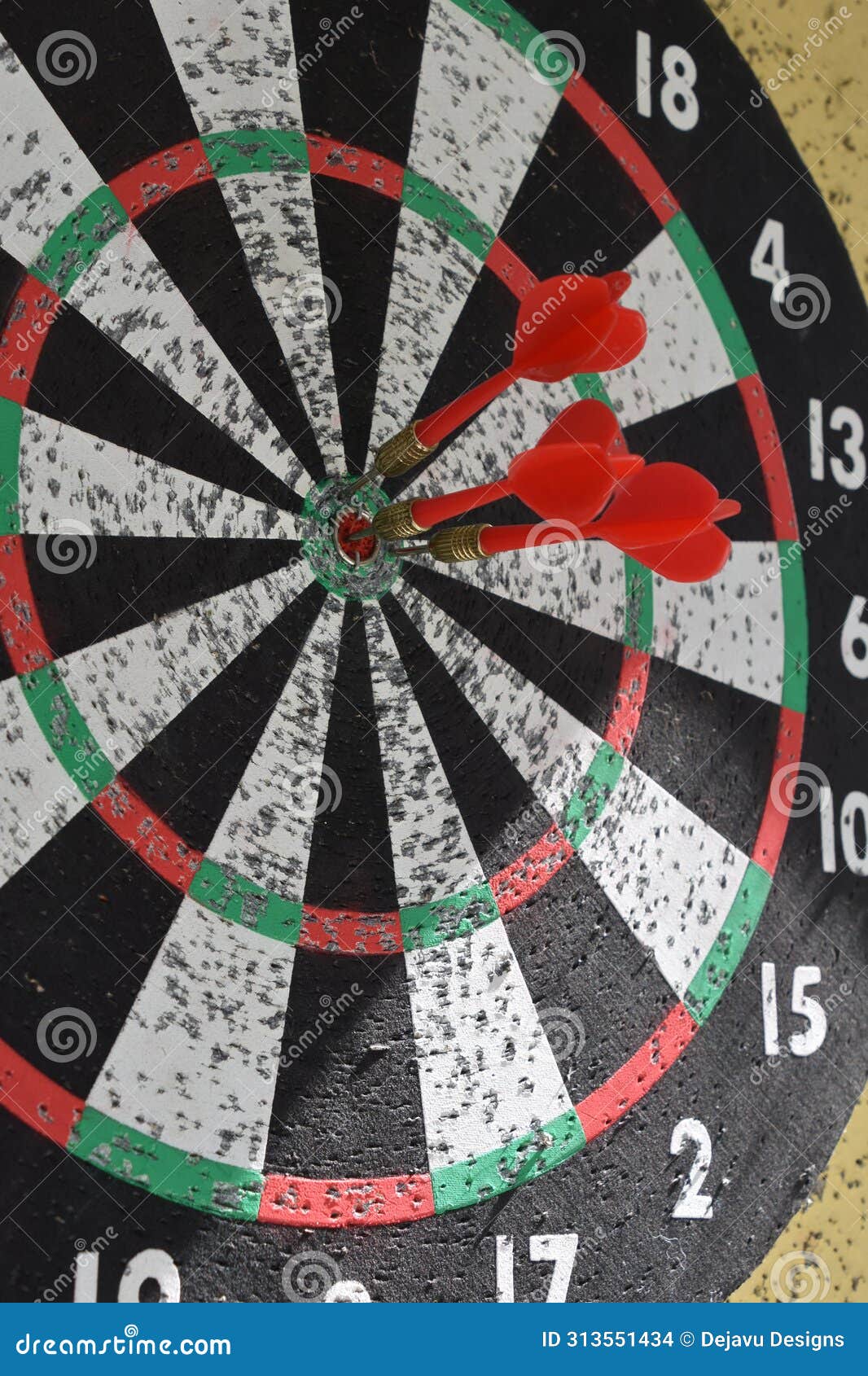 Red Darts Piercing the Center of a Dart Board Stock Photo - Image of ...