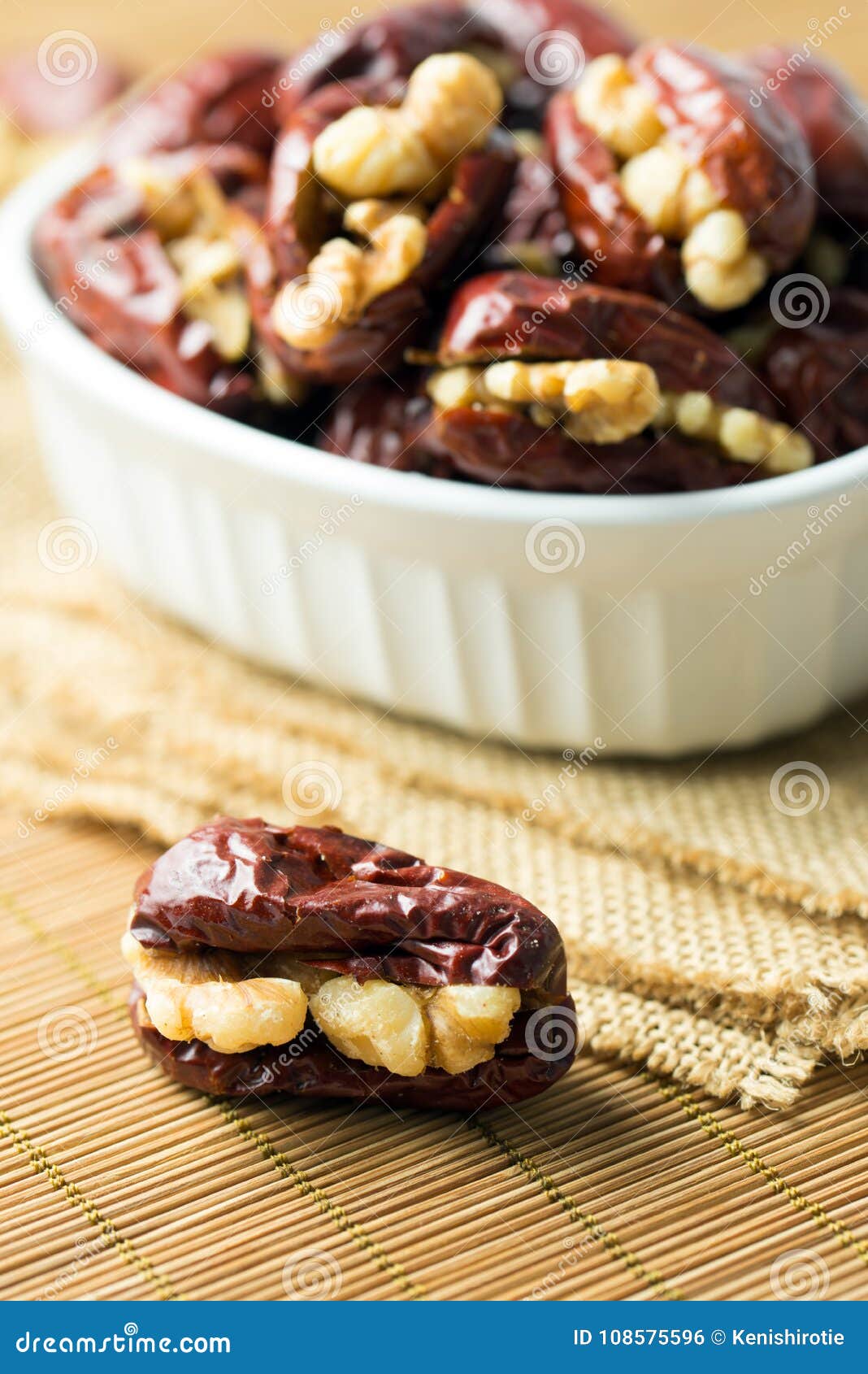 Red Date Stuffed with Walnut Stock Photo - Image of date, nuts: 108575596