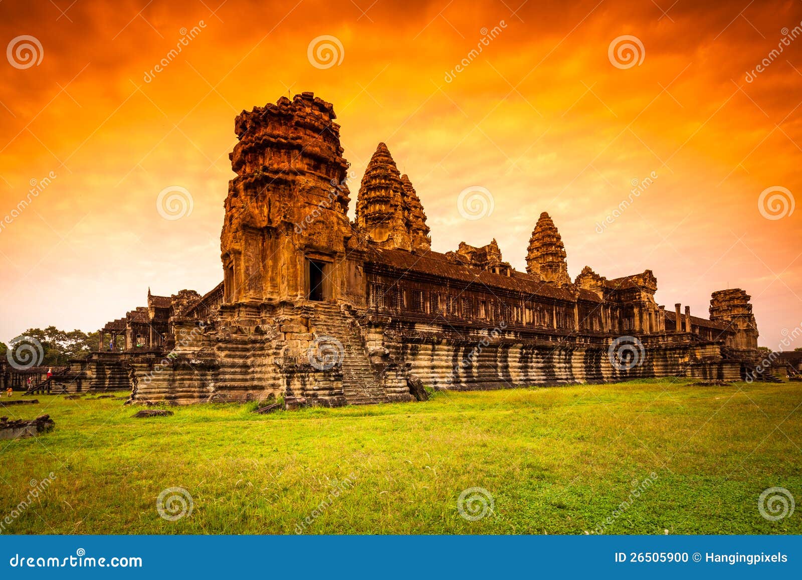 Red Dawn Sunrise at Angkor Wat from the Back Wall Stock Photo - Image ...