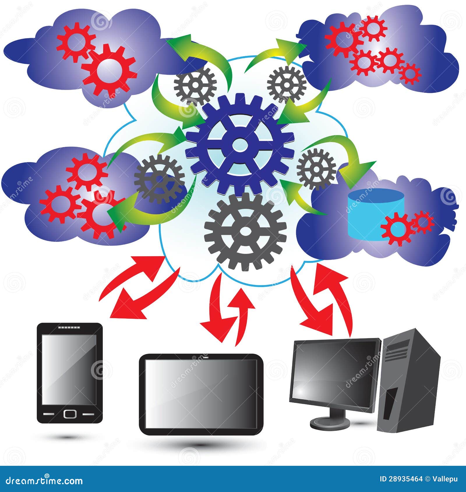 Red De Computación De La Nube Ilustración del Vector - Ilustración de global, moderno: 28935464