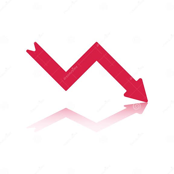 Red Decline Arrow stock vector. Illustration of reflection - 6635042