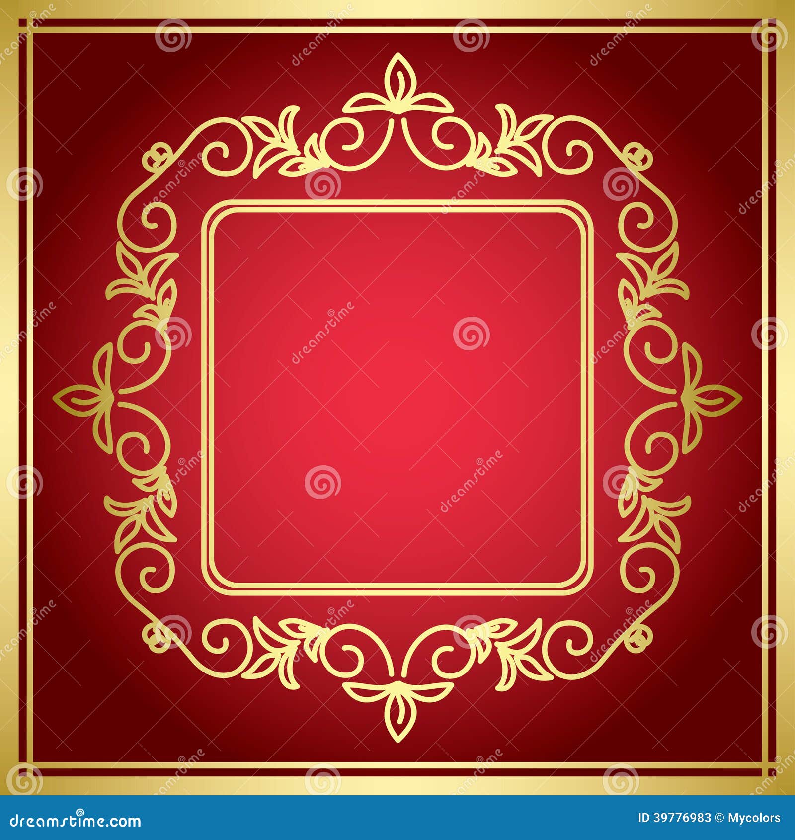 Red Decorative Vector Card with Golden Frame Stock Vector ...