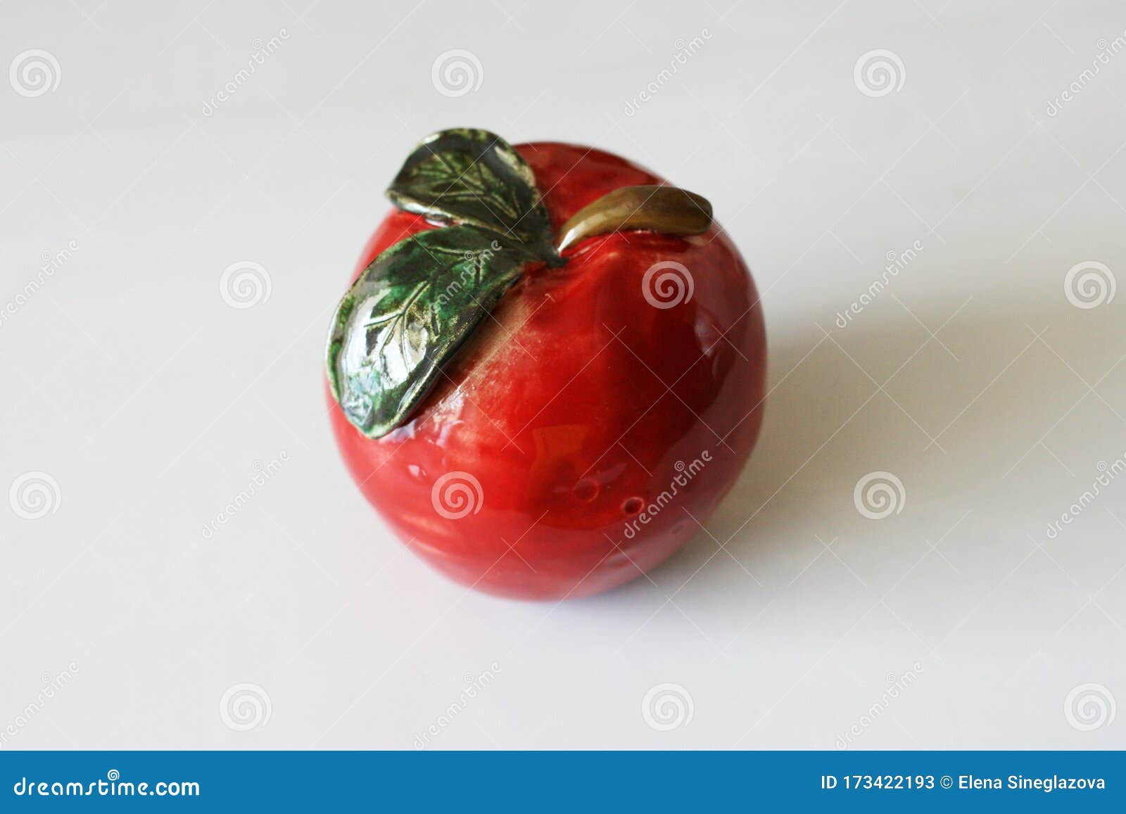Red Decorative Ceramic Apple on Table Stock Image - Image of ripe ...