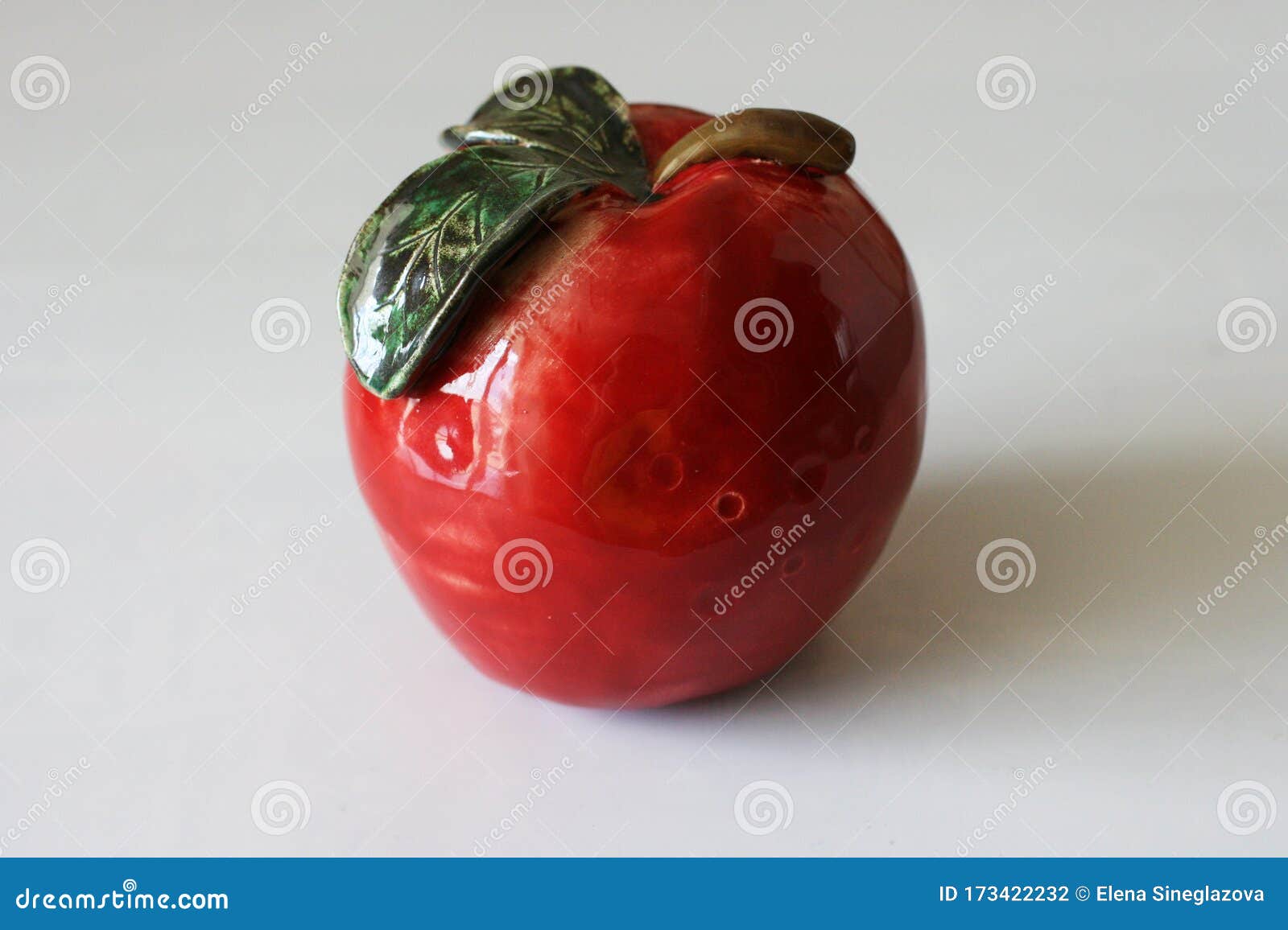 Red Decorative Ceramic Apple on Table Stock Photo - Image of symbol ...