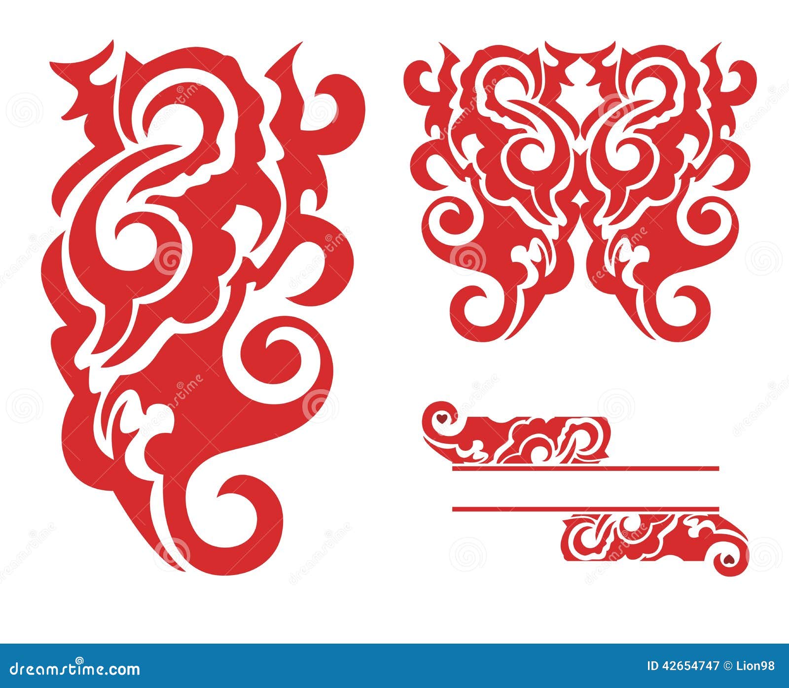 Red decorative elements stock vector. Illustration of adornment - 42654747