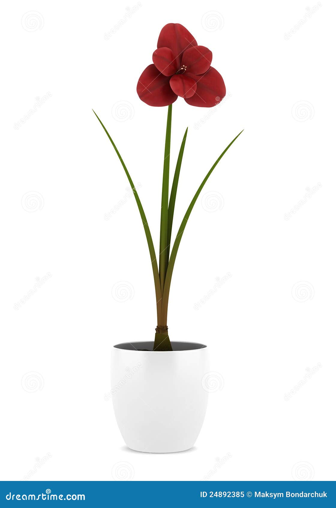 Red Decorative Flower in Pot Isolated Stock Illustration - Illustration ...